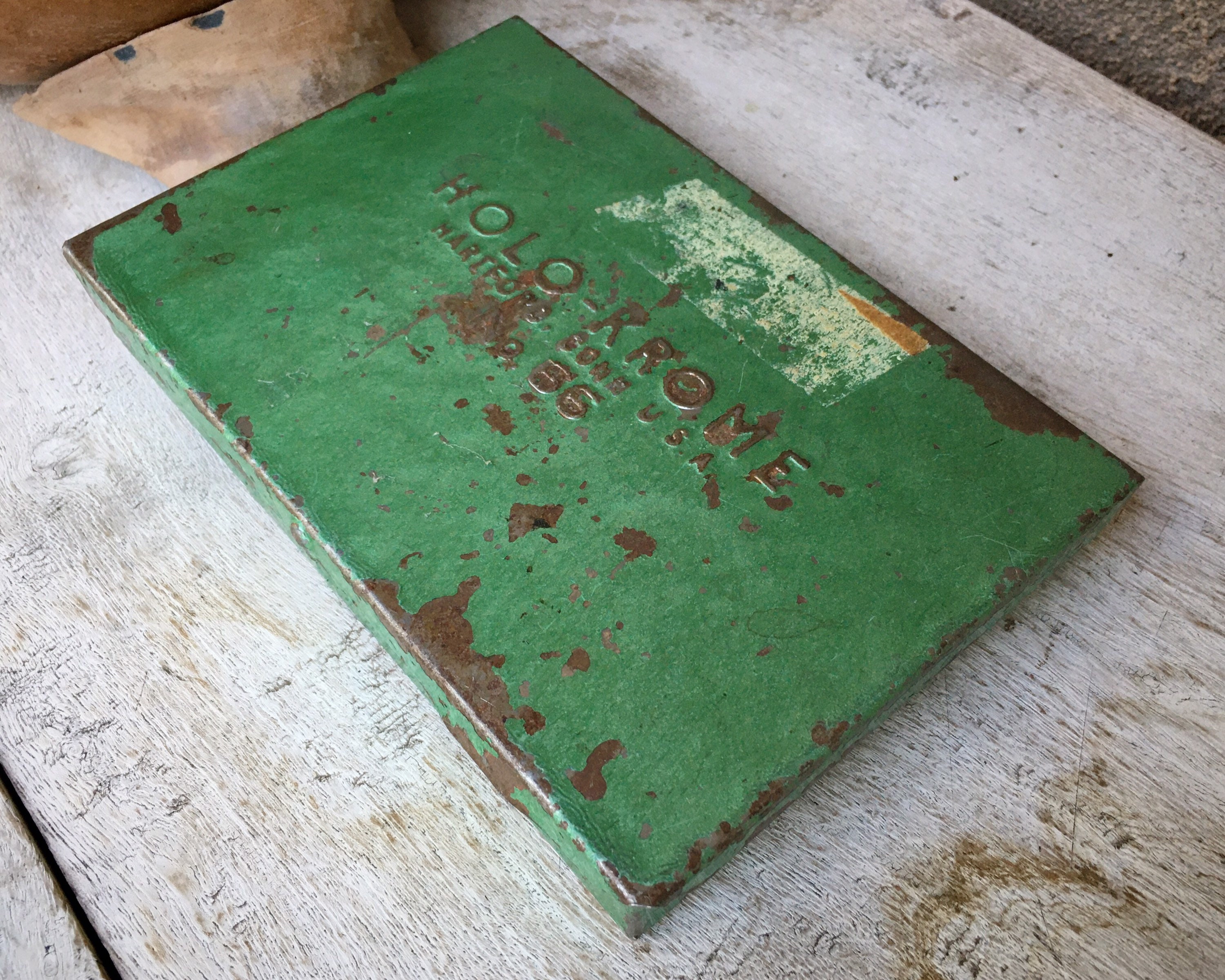 Small Flat Chippy Green Vintage Flat Metal Tool Box Holo-Krome Case No ...