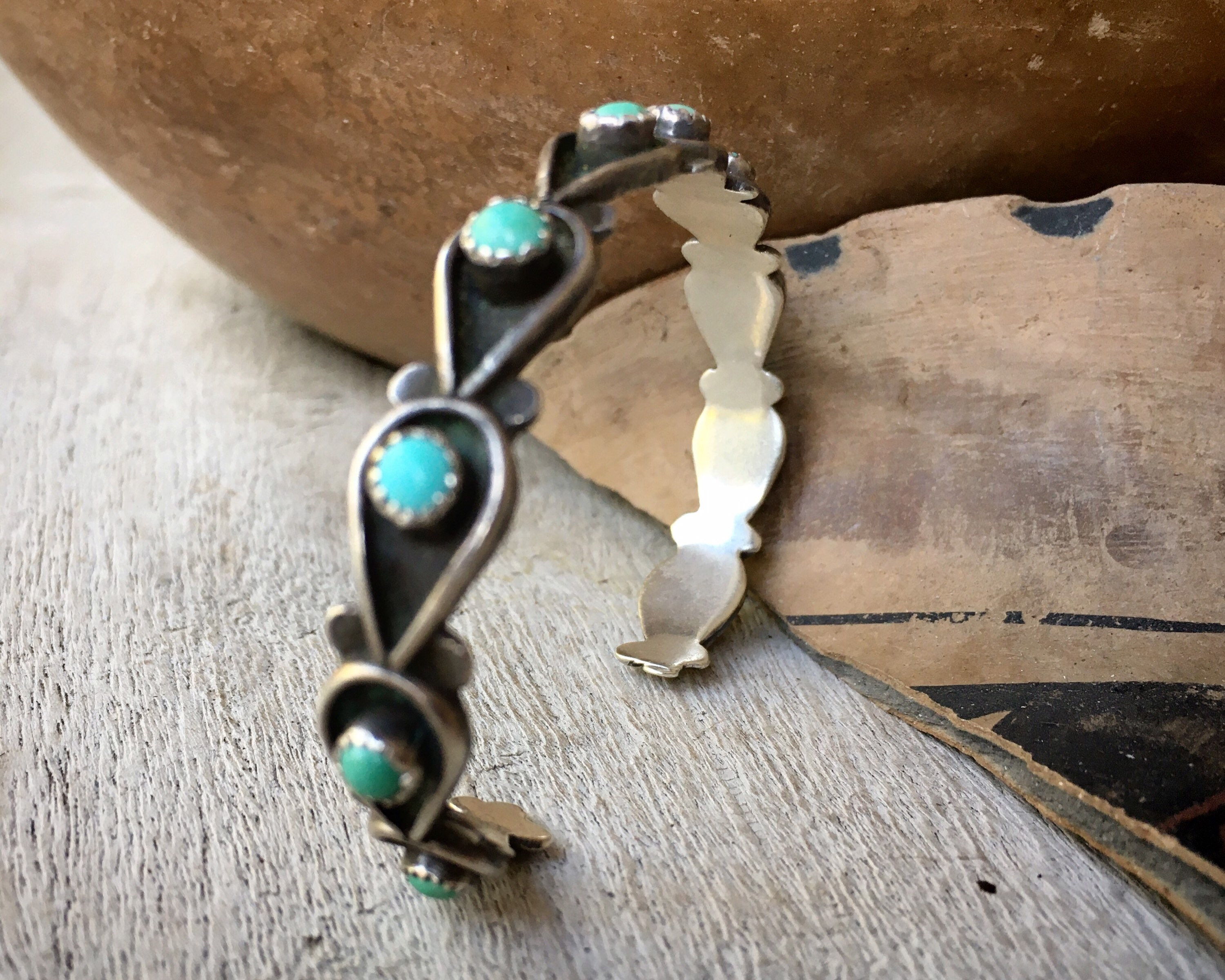 Zuni Snake Eye Turquoise Narrow Row Cuff Stacking Bracelet, Vintage ...