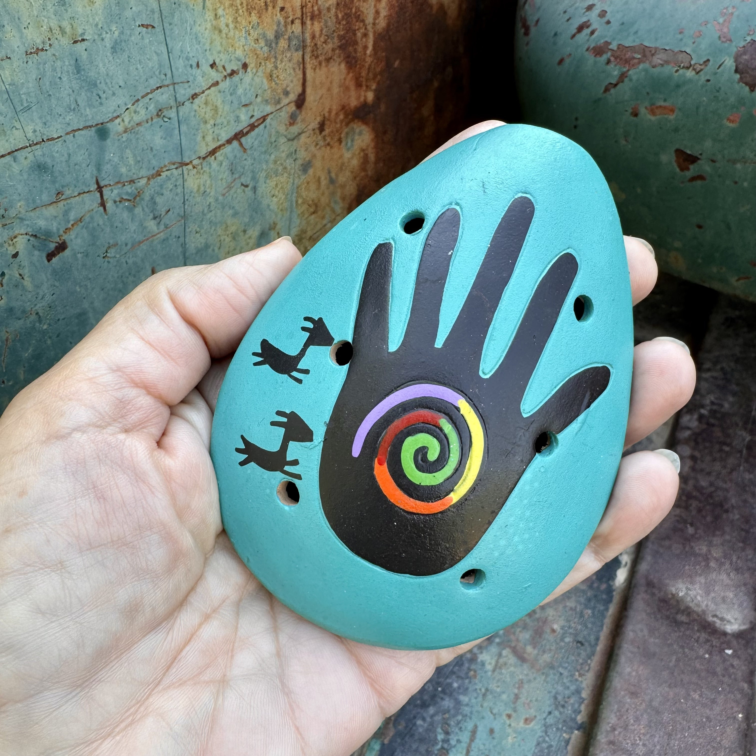 Instant Collection Handmade Pottery Whistle Ocarinas Colorful, Peruvian ...
