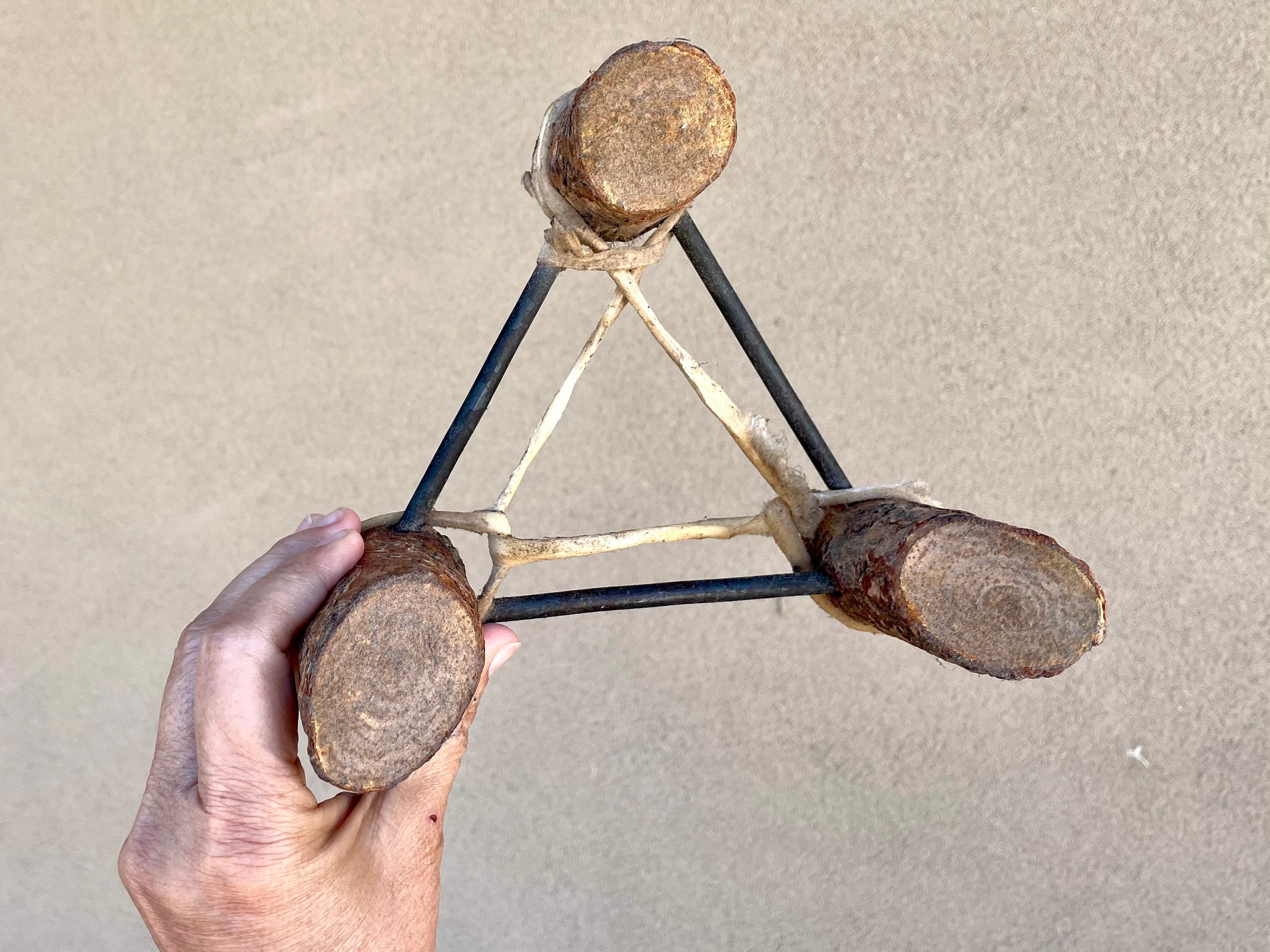 Vintage Wood Tripod Stand for Round Bottom Pottery, Primitive Home ...