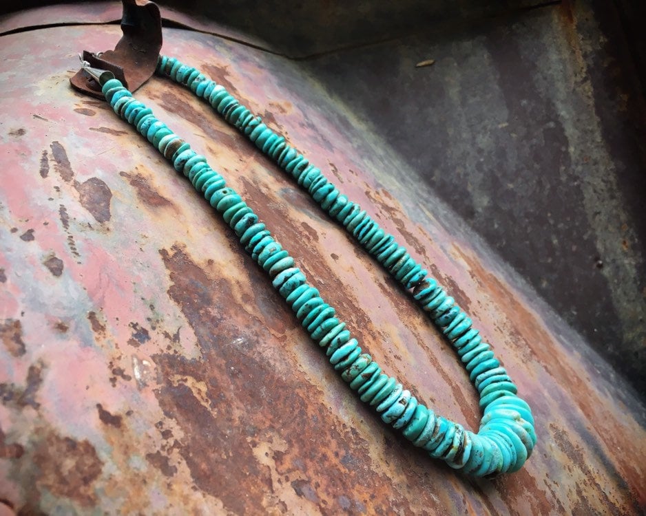 Chunky Turquoise Bead Disc Nugget Necklace for Women, Native American ...