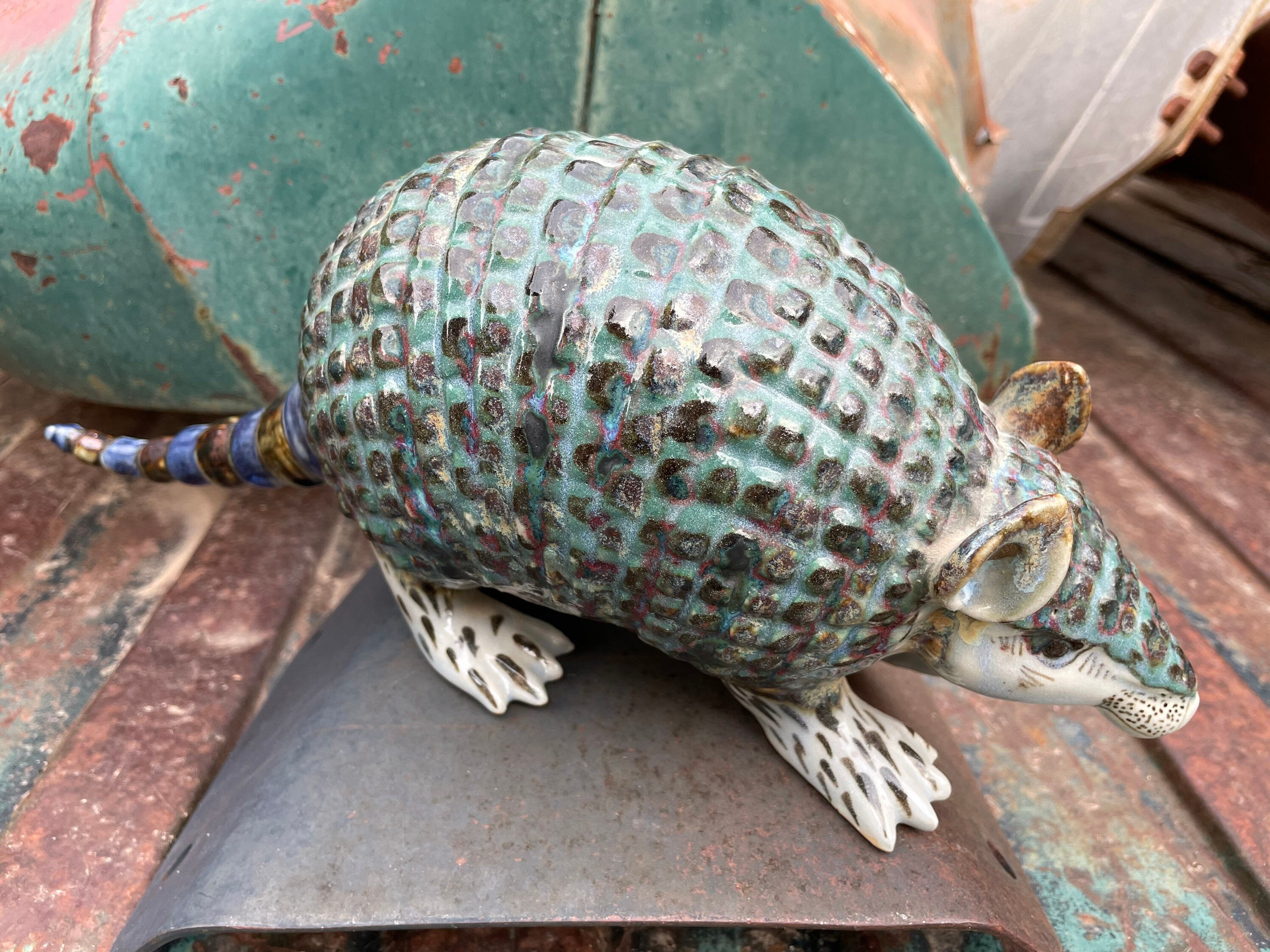 Vintage Ken Edwards Pottery Armadillo Statue, Over 12 Long, Folk Art ...