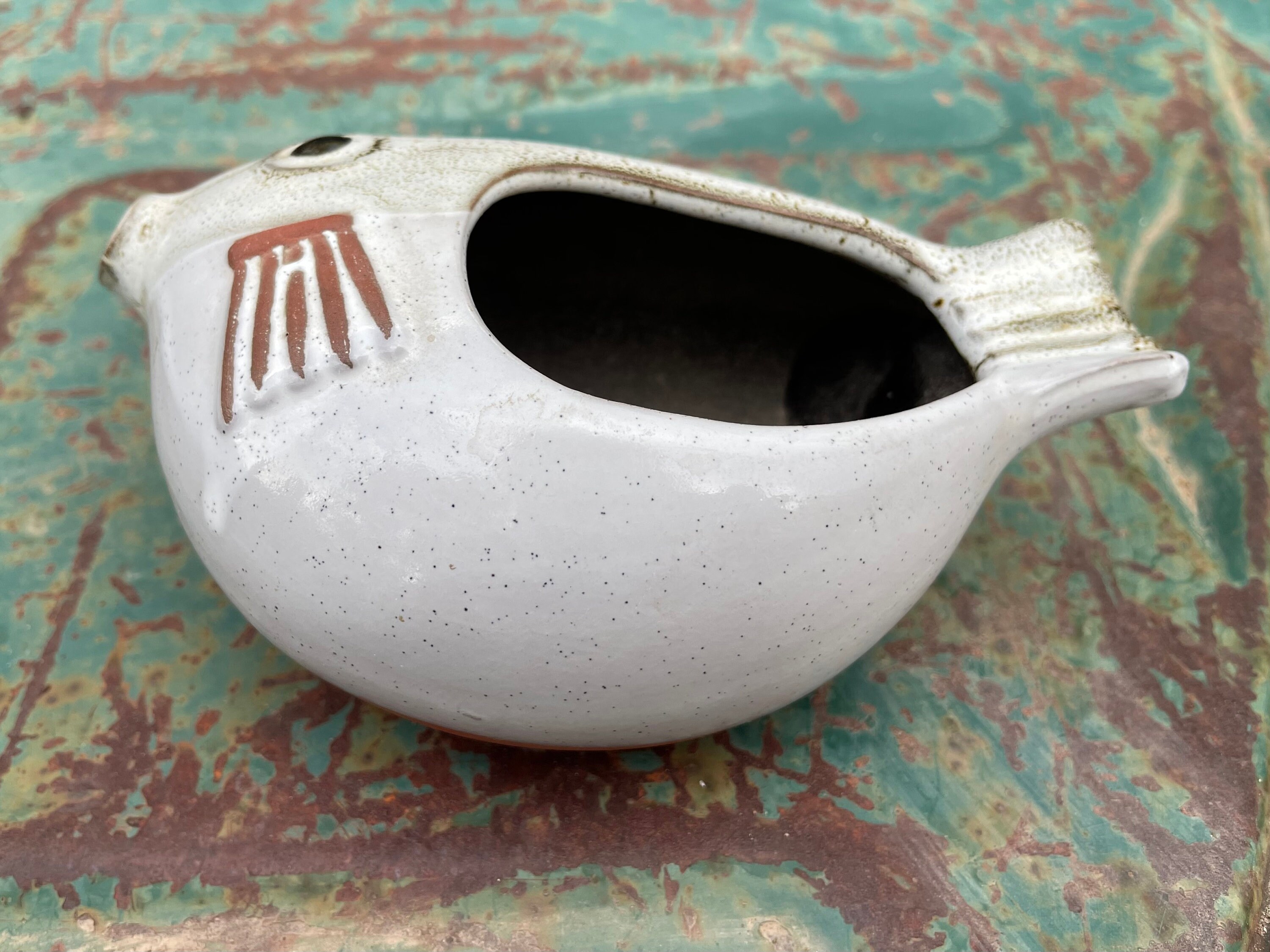 Vintage Japanese Ceramic Puffer Fish Shaped Figure Possibly a Sake ...