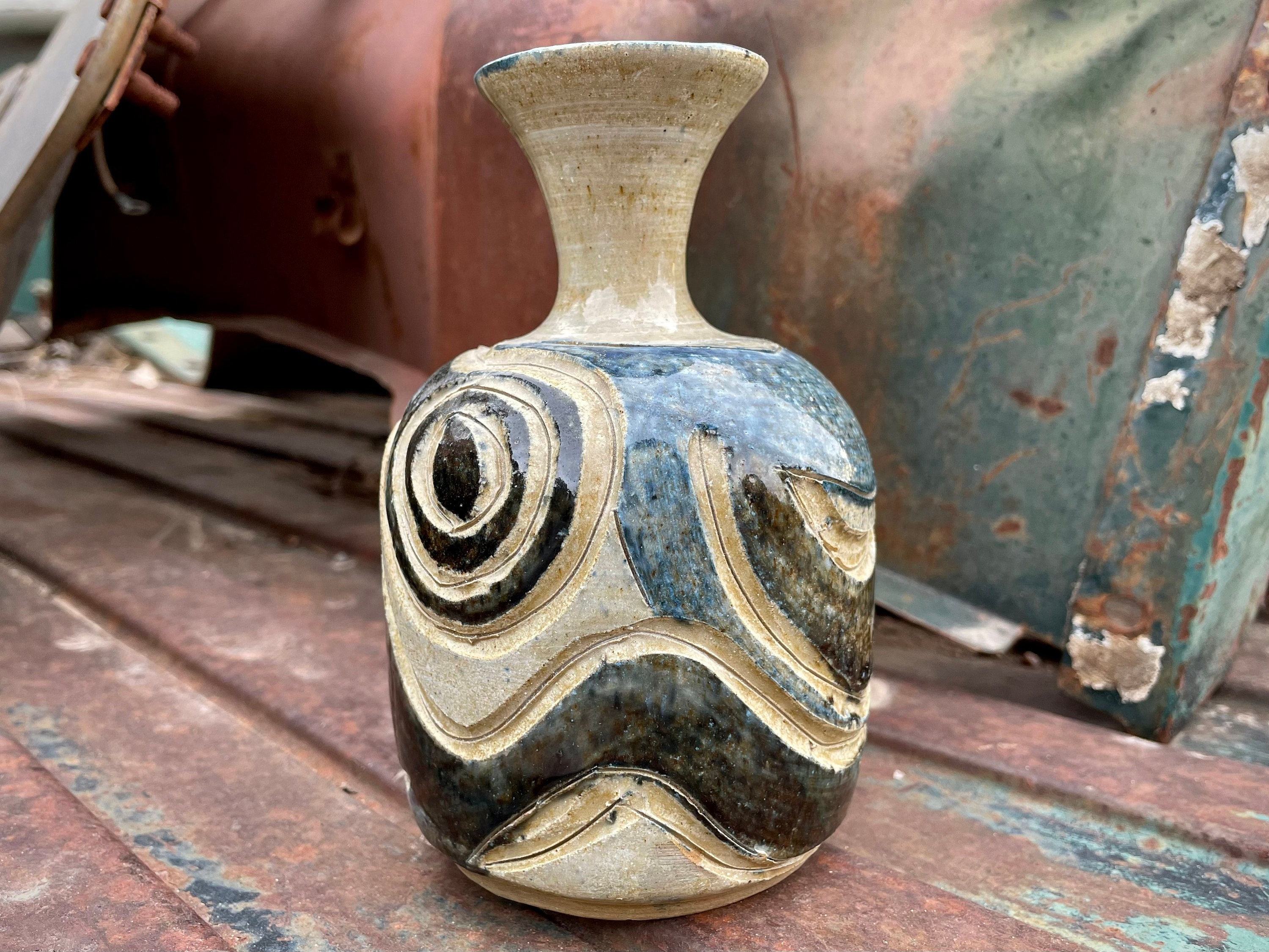1976 Art Studio Pottery Bud Vase by Clay Bay Artist Jeanne Aurelius ...