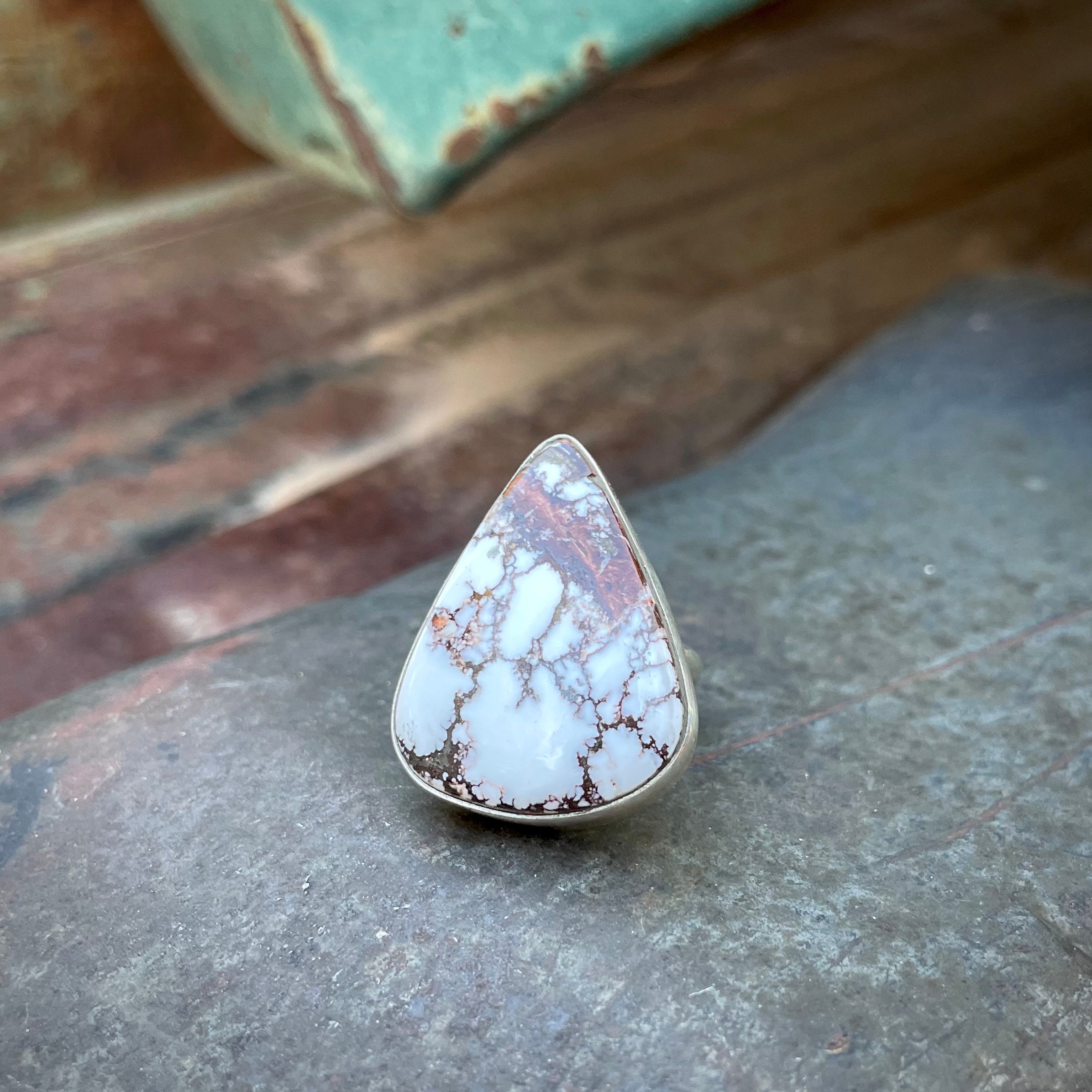 Sterling Silver Wild Horse Stone Magnesite Navajo Ring Approx Size 6.5 ...