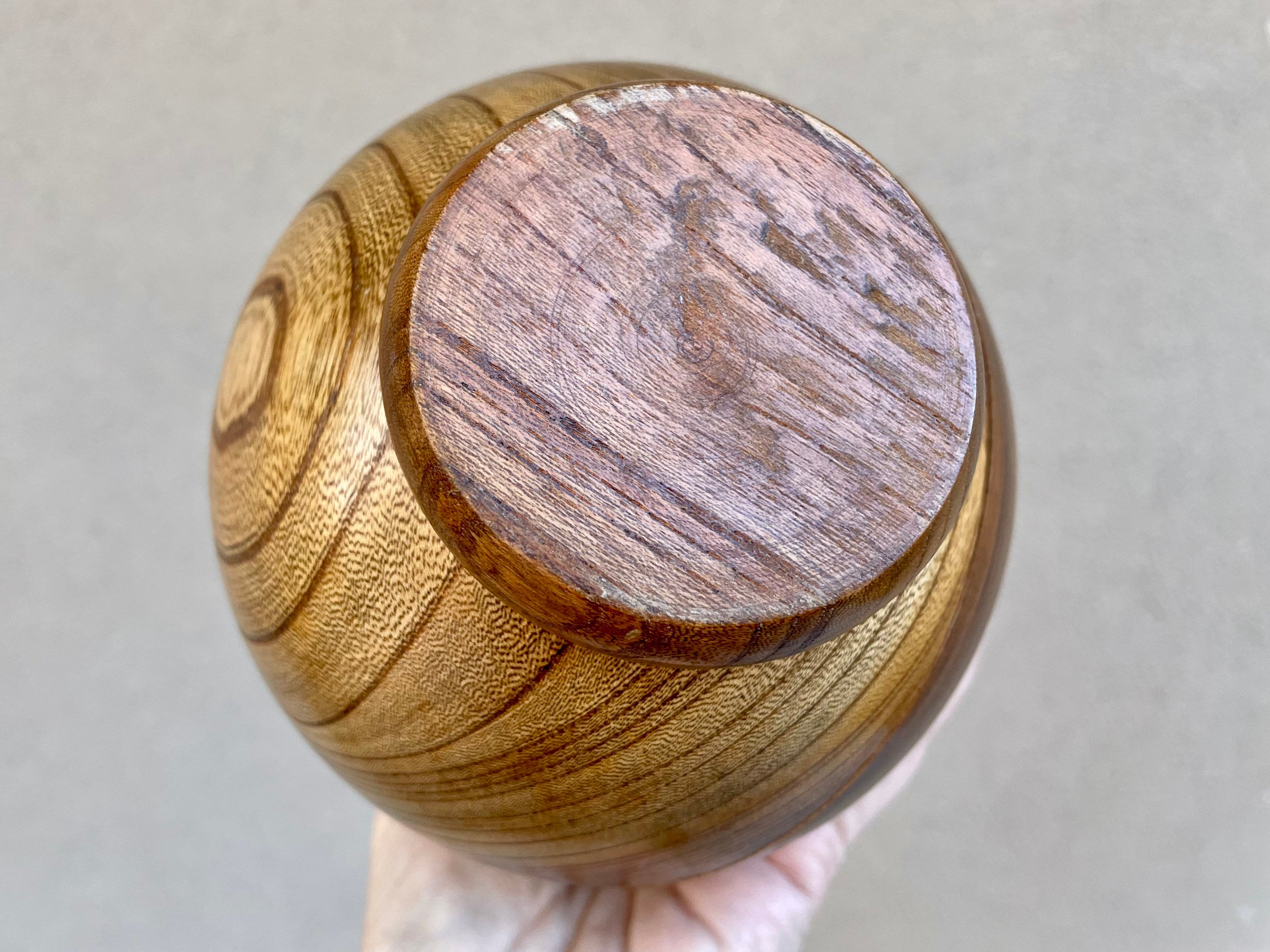 Vintage Round Teak Wood Nut Server or Salt Cellar with Spoon, Danish ...