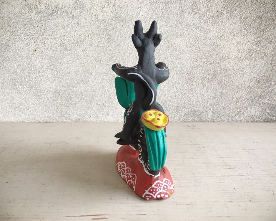 Small Ceramic Devil on Motorcycle Figurine Signed Mexican Pottery Folk ...