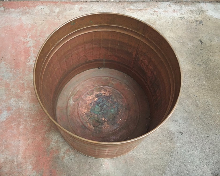 Vintage 13 Round Copper Planter for Potted Plant, Rustic Decor, 1980s ...
