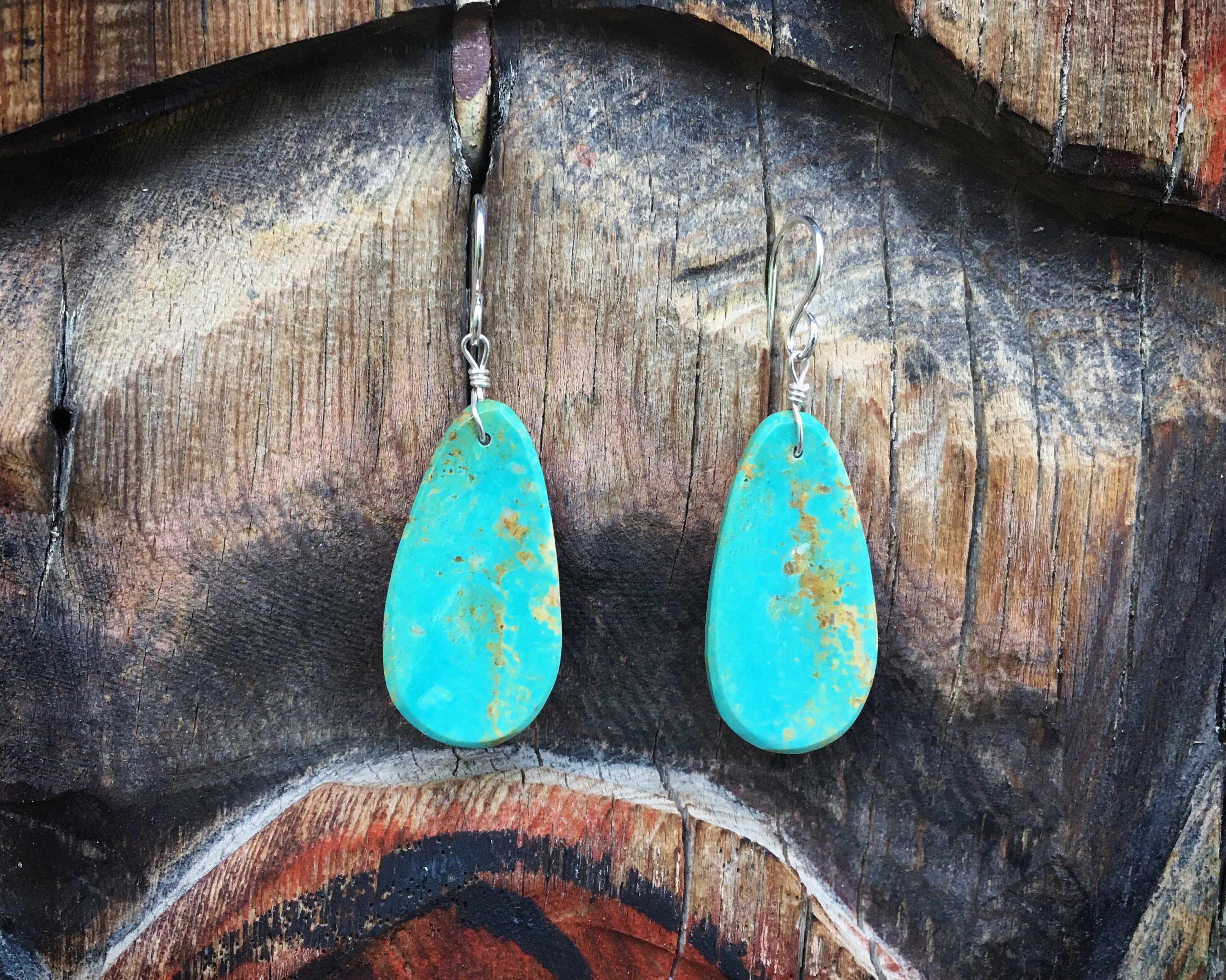 Small Slab Turquoise Earrings Native American Jewelry Santo Domingo ...