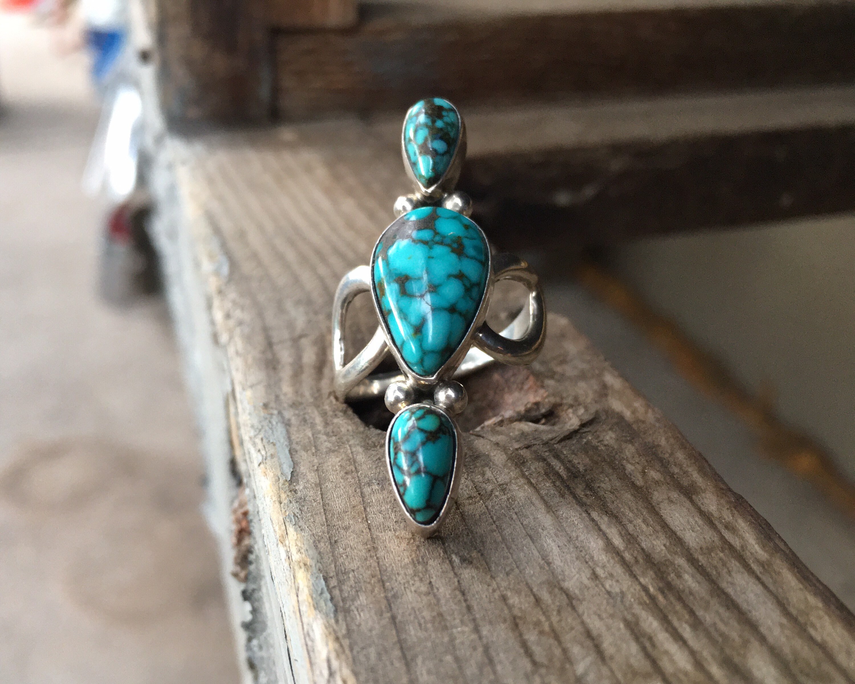 Spiderweb Turquoise Sterling Silver Ring for Women Size 9, Native ...