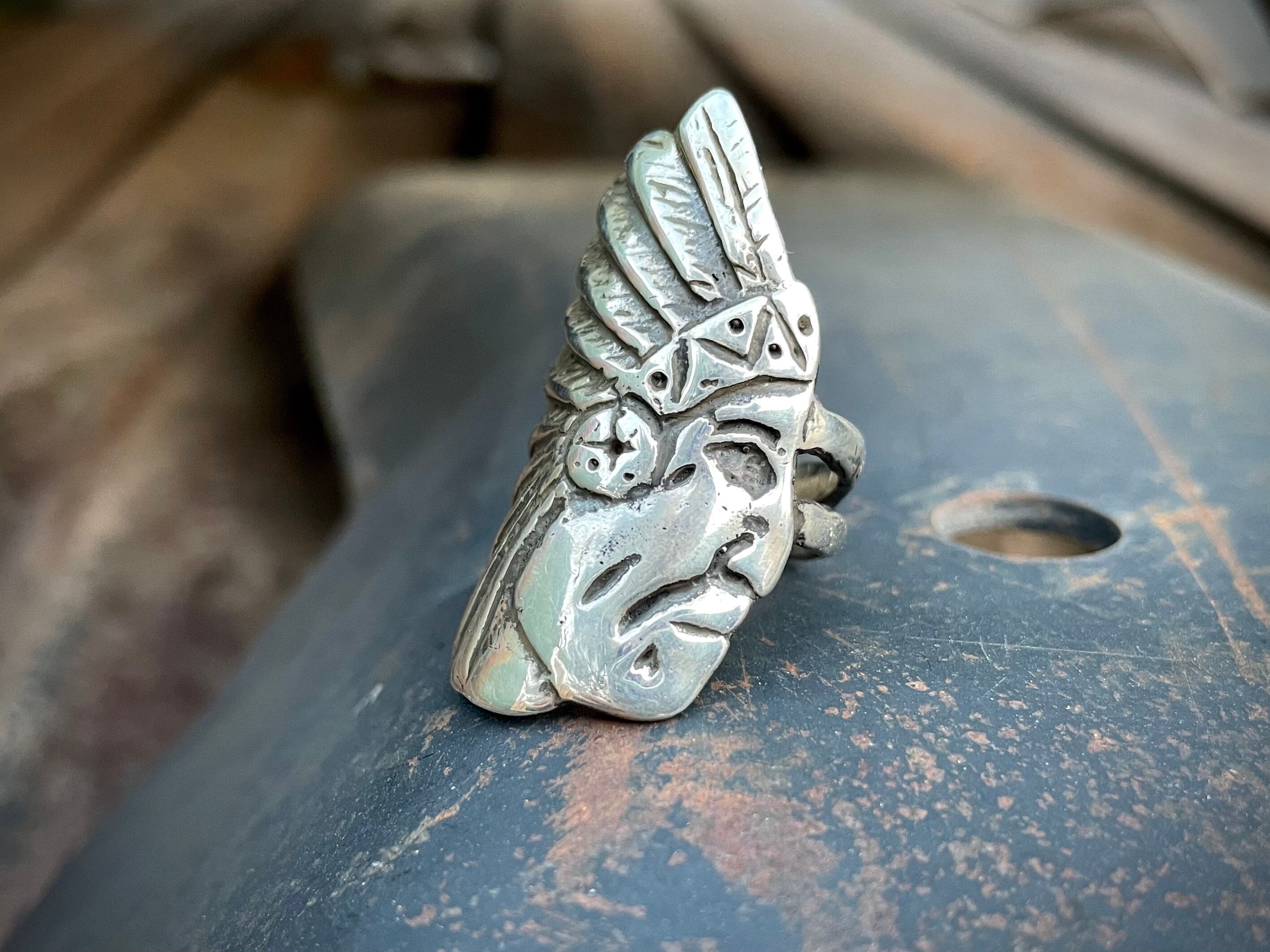 Sterling Silver Wraparound Chief Ring Size 7, Vintage Native American ...