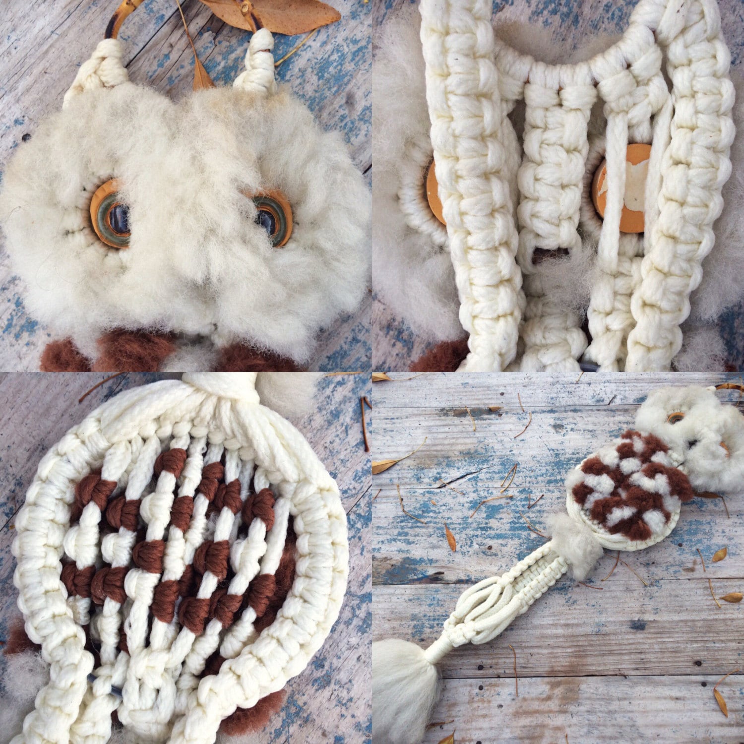 Vintage 32 long macrame owl wall hanging retro decor kitschy wall art