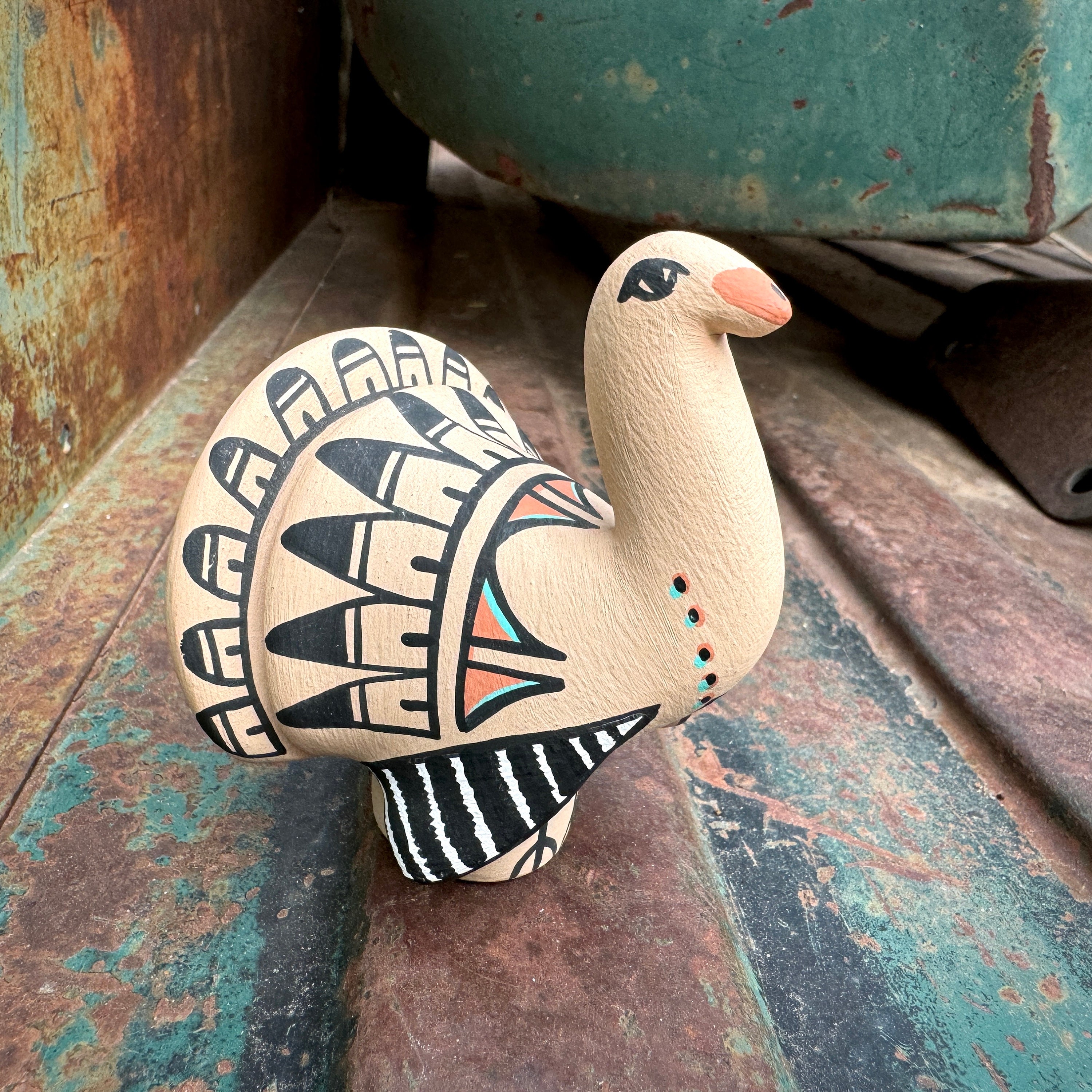 1980s Pottery Miniature Turkey Effigy Figurine, Likely Jemez Pueblo ...