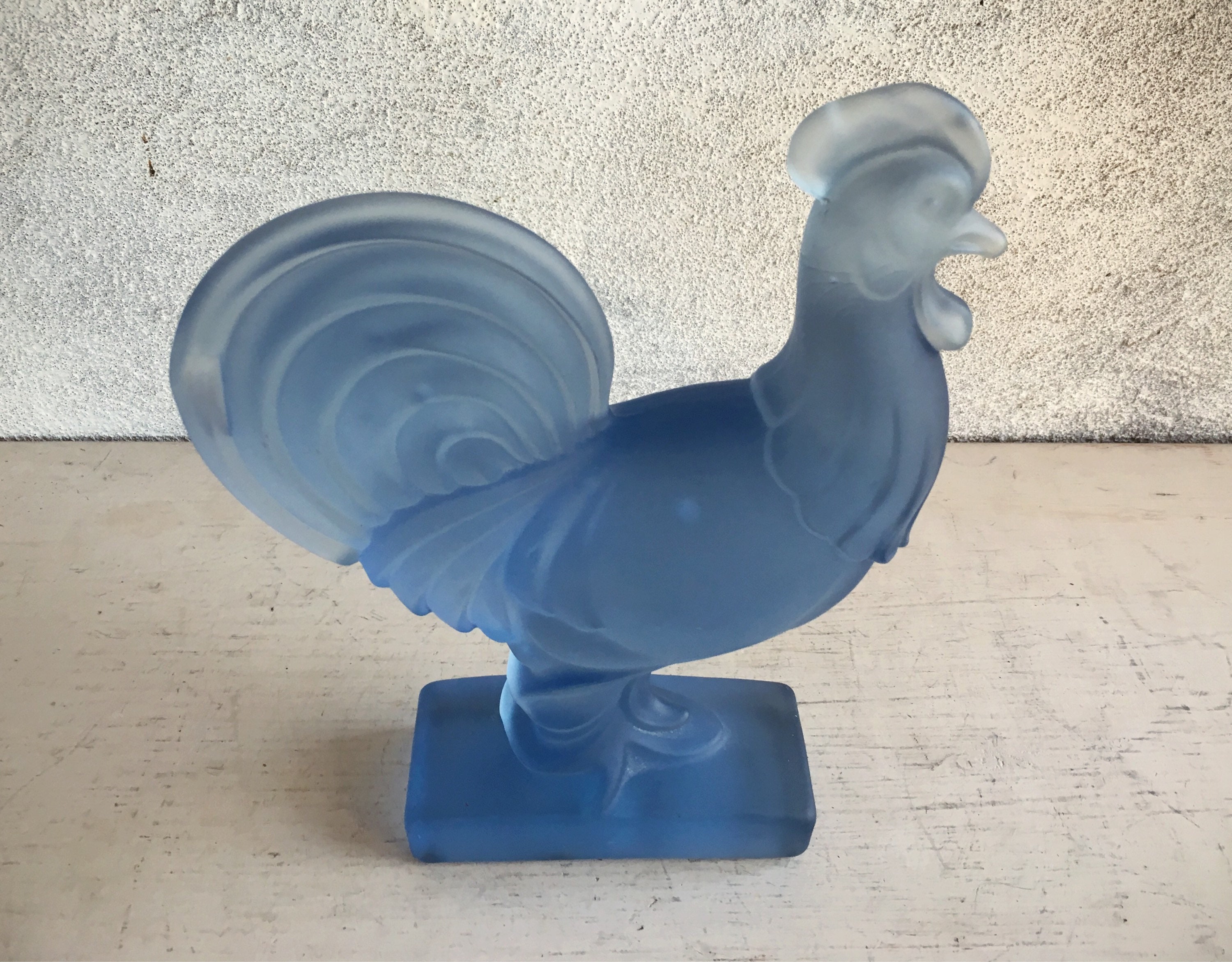 Paden City Rooster Bookend Frosted Blue Depression Glass, Harry Barth ...