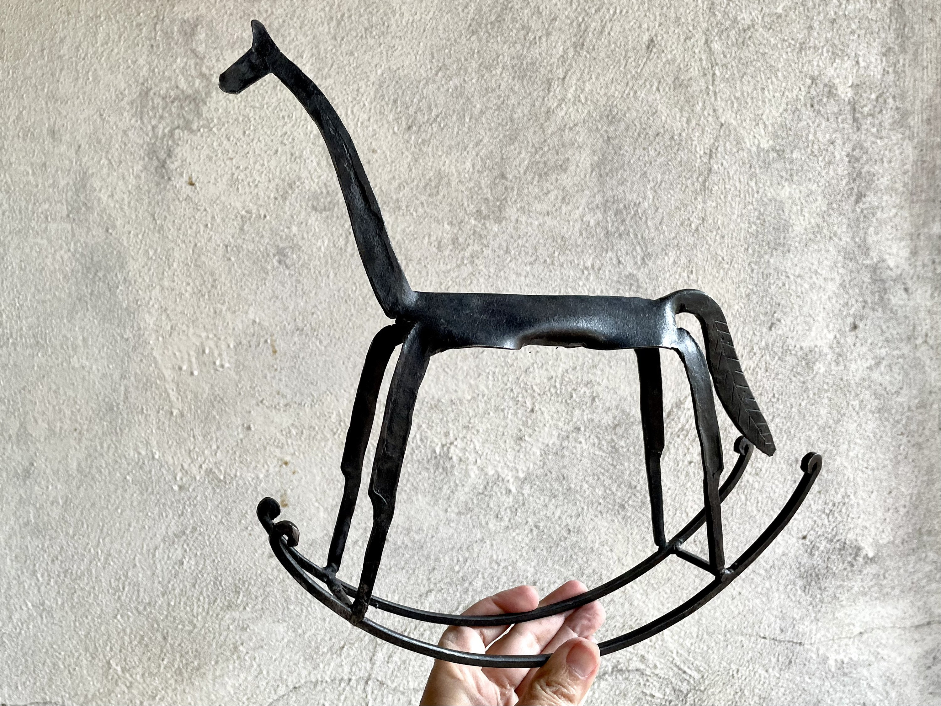 Primitive Metal Rocking Horse Figurine with Hammered Forged Finish ...