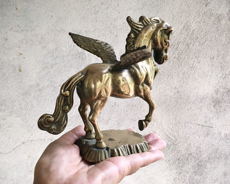 Vintage Brass Pegasus Figurine, Hollywood Regency, Brass Decor, Flying ...