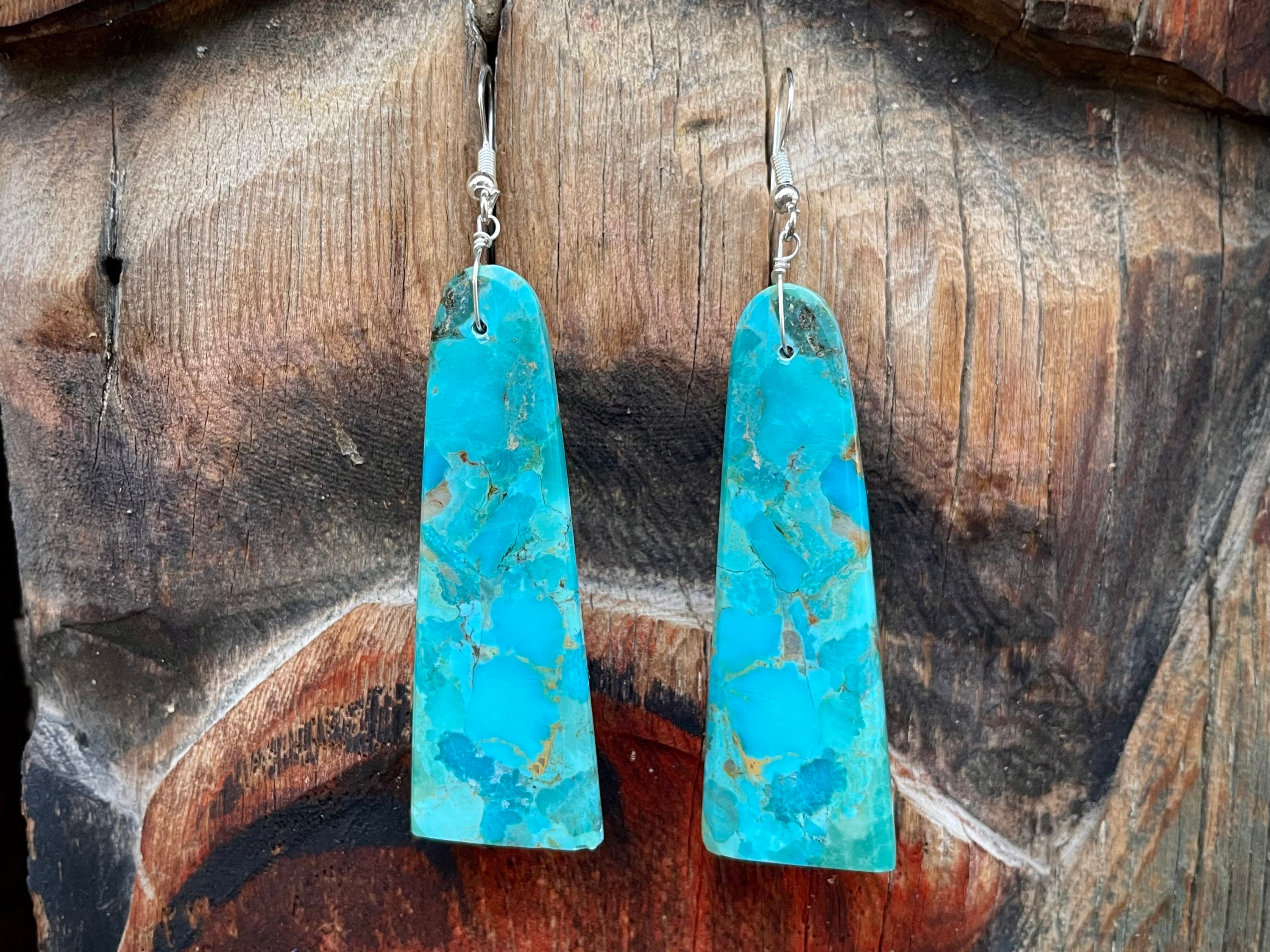 Composite Turquoise Slab Earrings Santo Domingo Kewa Pueblo, Native ...