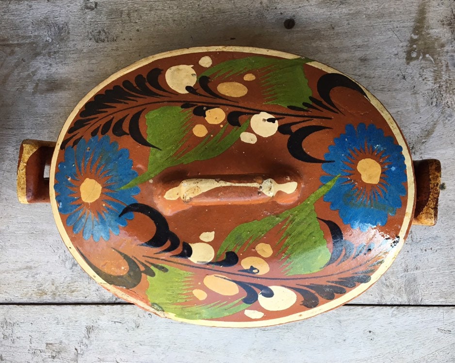 Old Mexican Pottery Lidded Casserole Dish (Repaired) Southwestern Decor ...