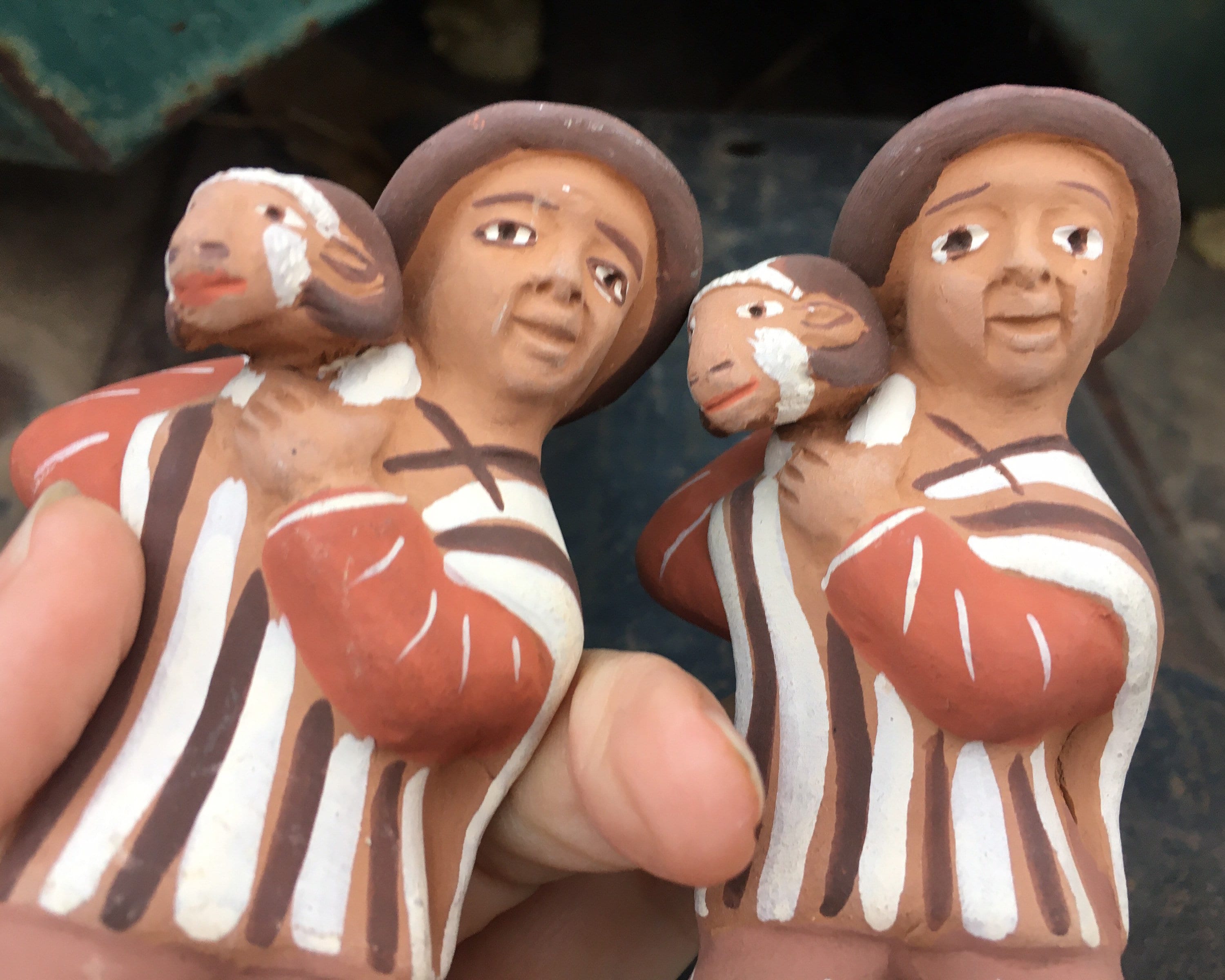 Vintage Peruvian Pottery of Shepherds Carrying Sheep, Southwestern ...