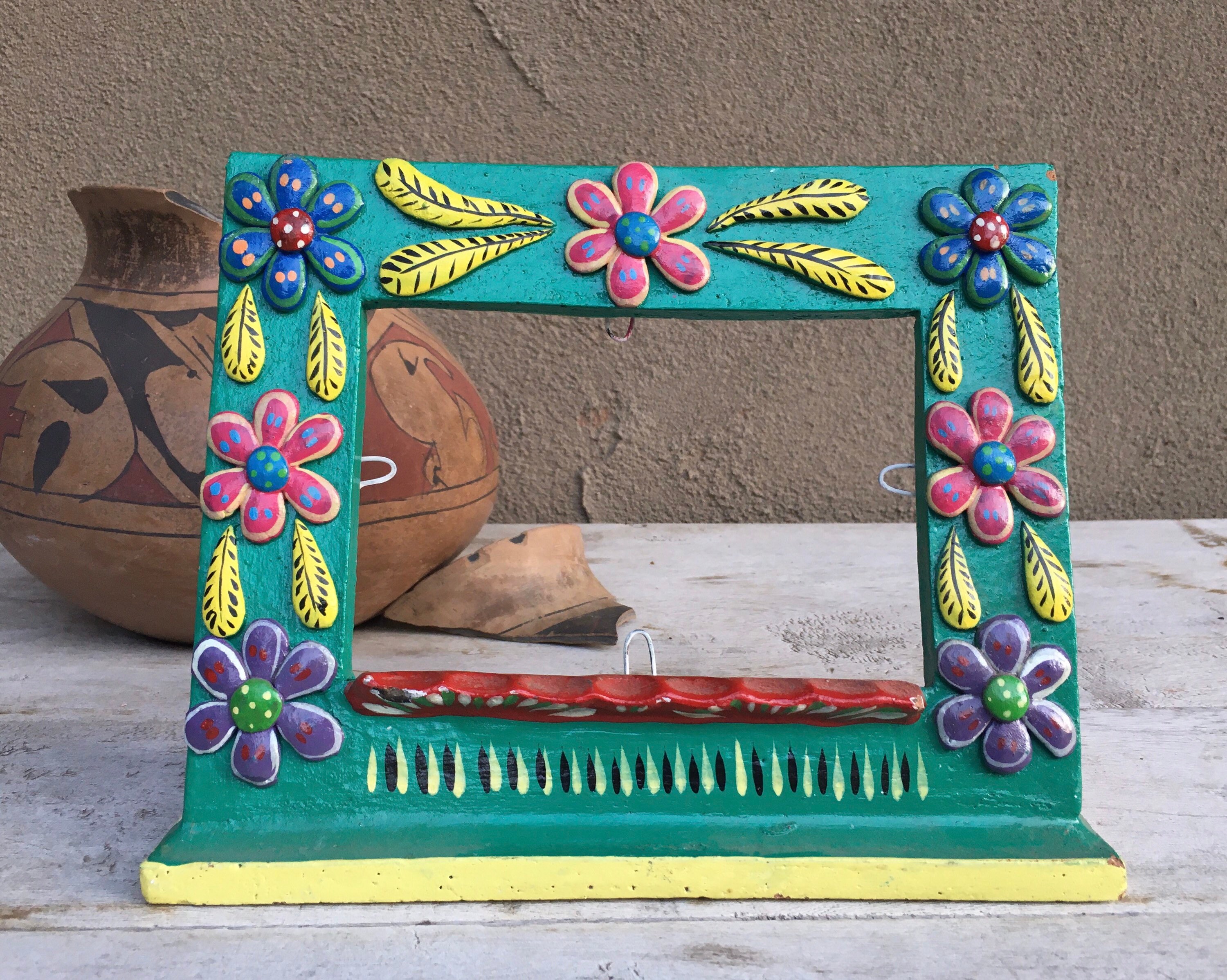 Colorful Mexican Folk Art Pottery Picture Frame by Gerardo Ortega ...