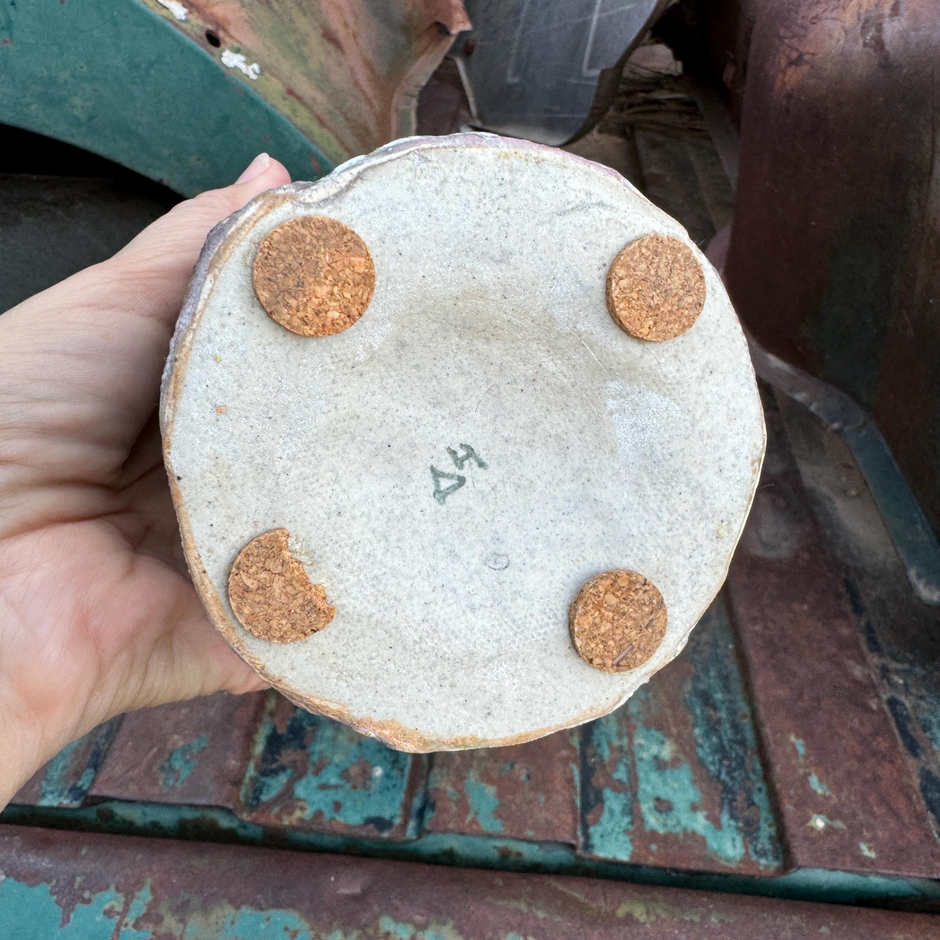 Vintage Art Studio Pottery Vase with Lumpy Green Glaze Fat Lava Style ...