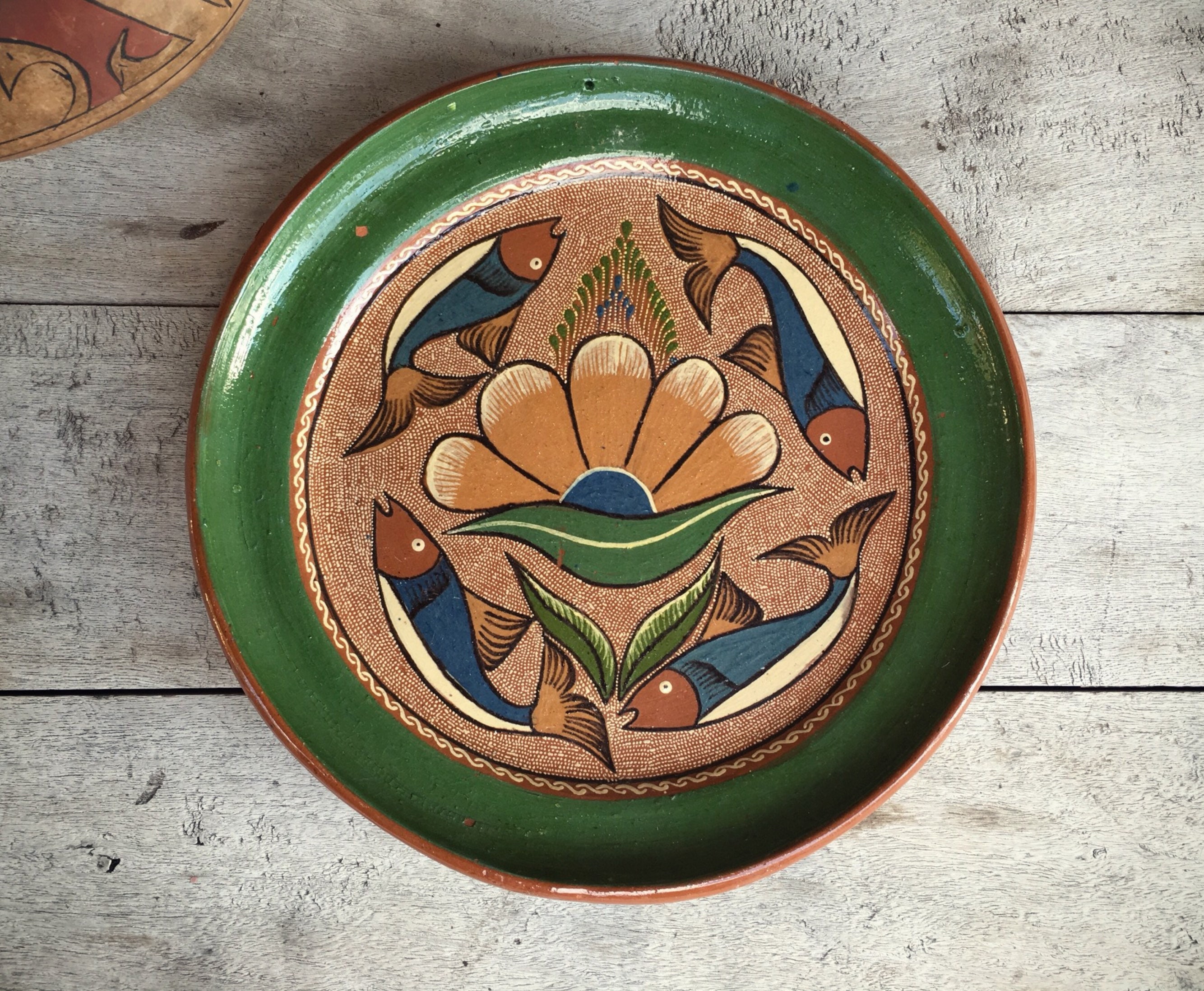 Mexican Pottery Plate Fish Decor Capula Michoacan Redware Mexican Decor ...