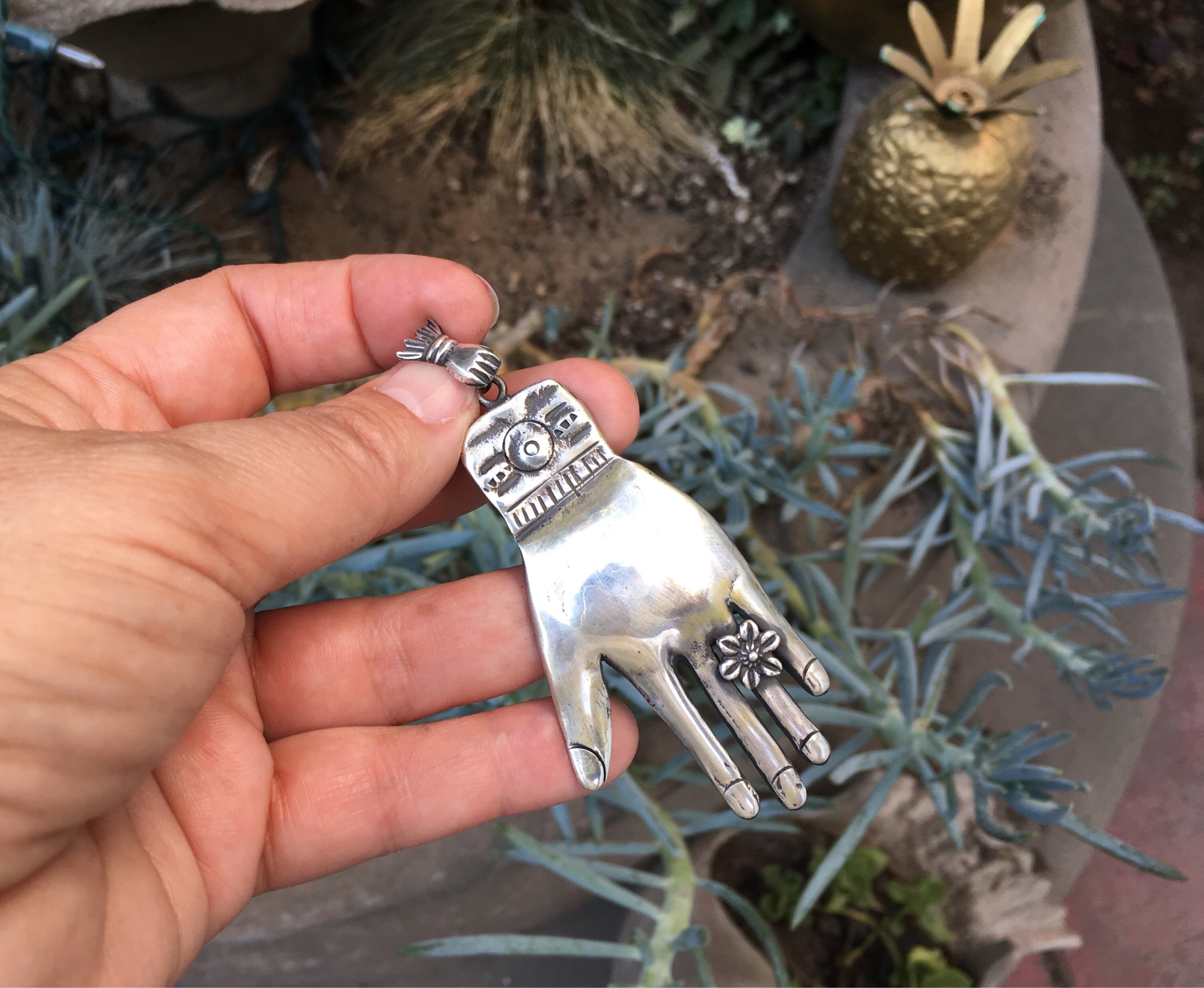 RESERVED / Sterling Silver Pendant Hand Charm, Hand Milagros Charms ...