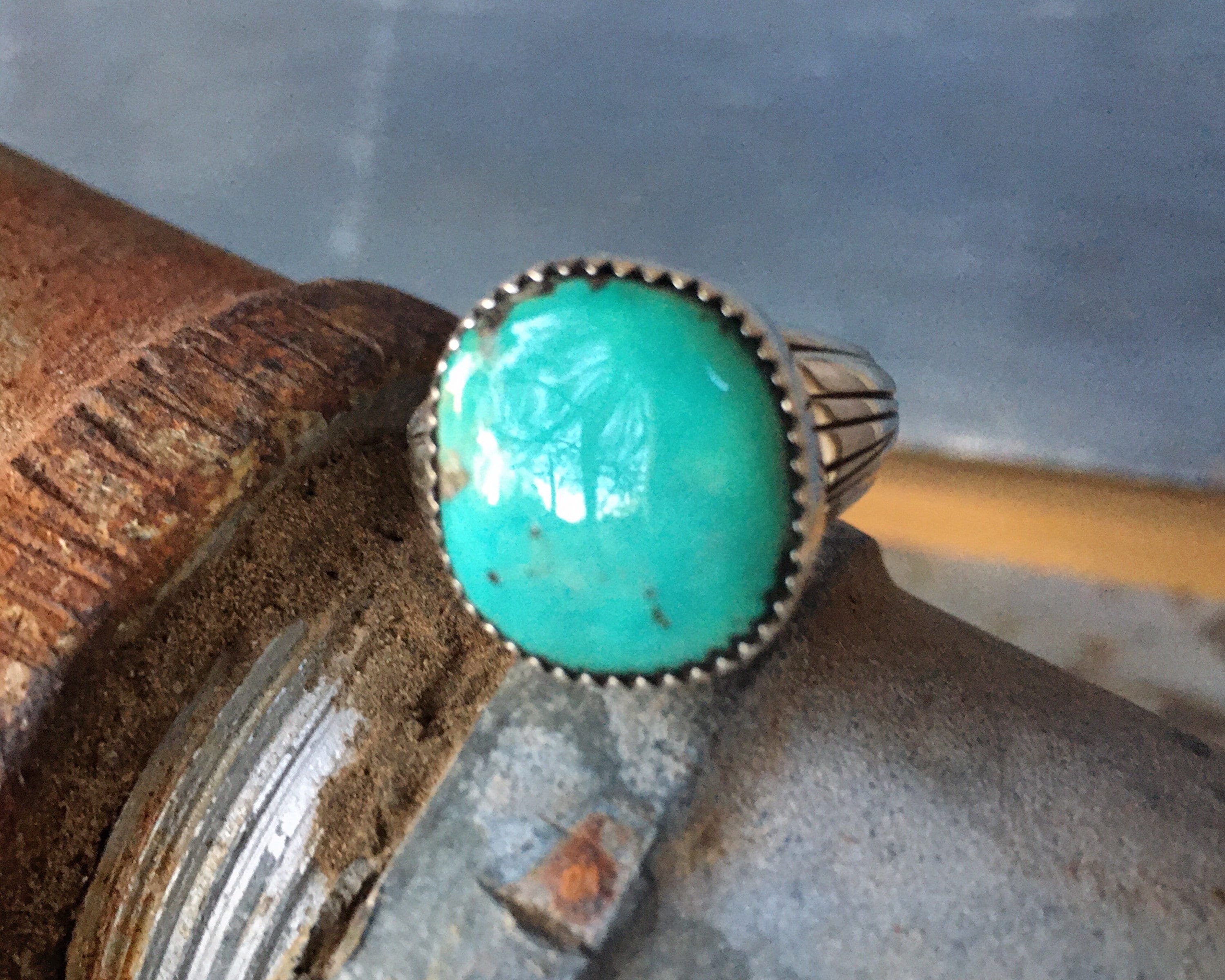 Simple Round Turquoise Ring for Women or Men Size 11, Native American ...