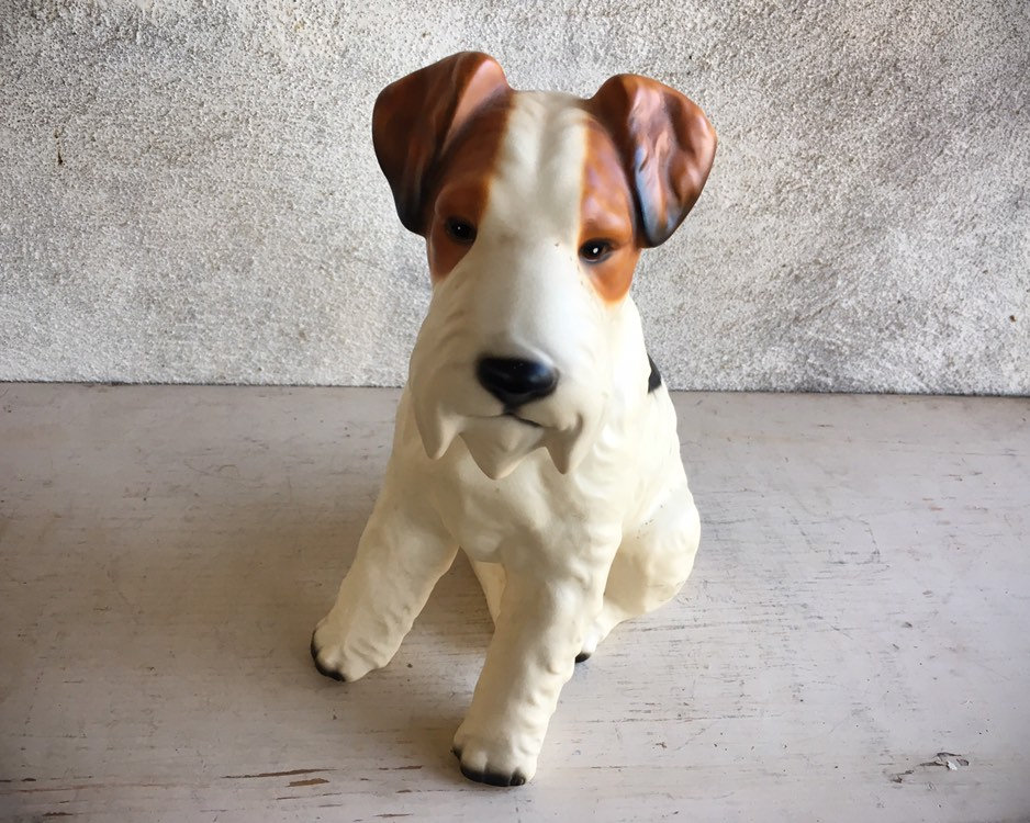 Vintage Porcelain Dog Statue Made in Japan, Wire Hair Fox Terrier ...