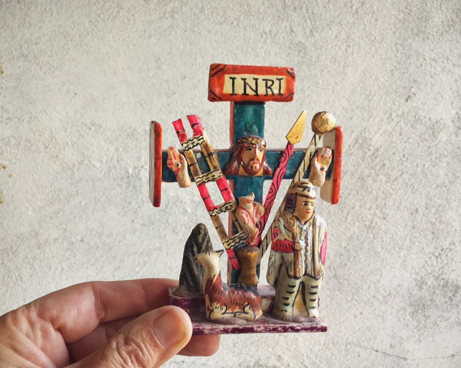 Vintage Miniature Mexican Folk Art Cross Altar Decor, Mexican Decor ...