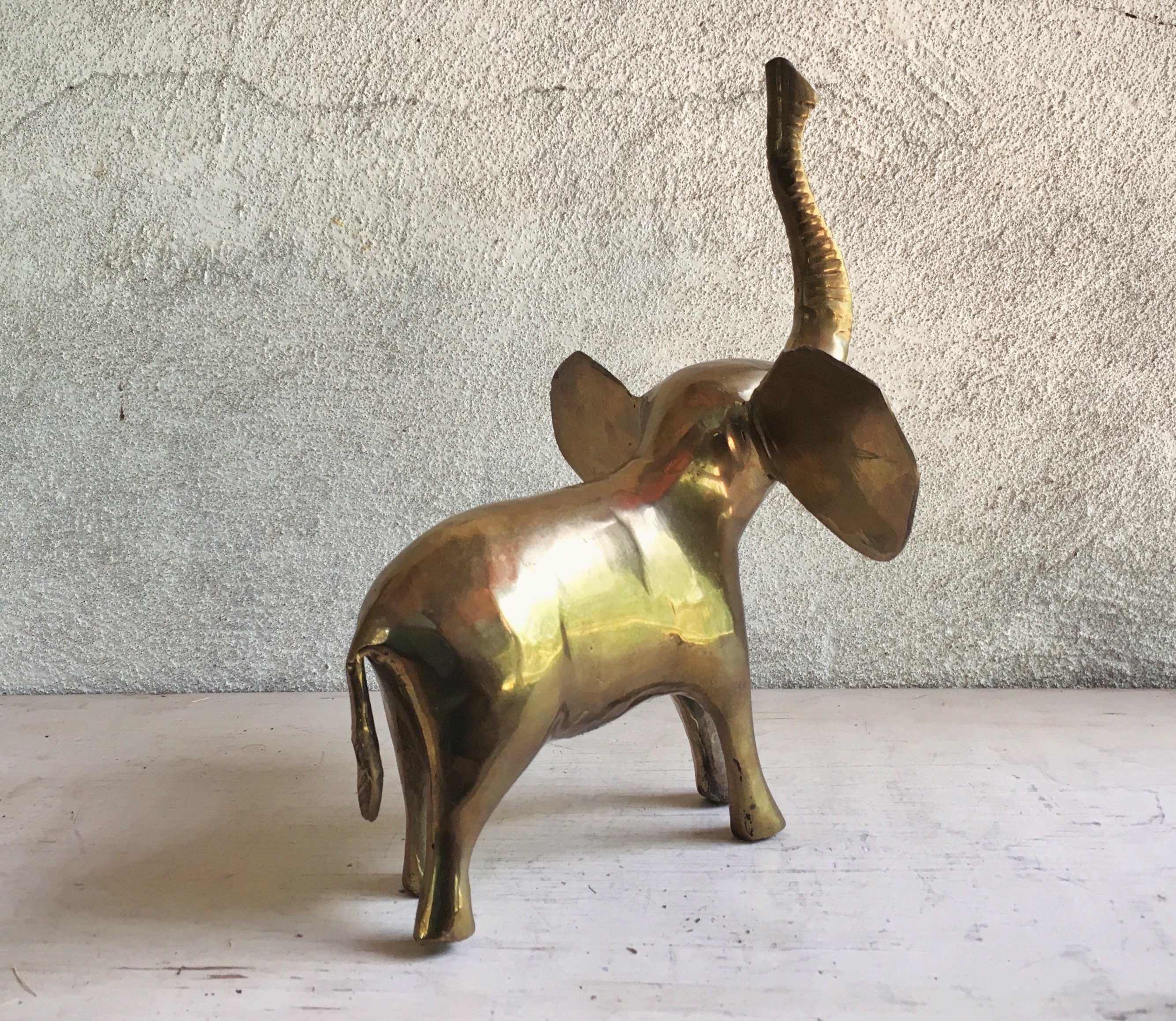 Brass Elephant Figurine, Elephant Lover Gift for Friend, Trunk Up Lucky ...