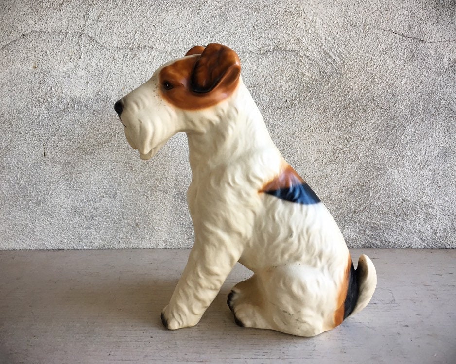 Vintage Porcelain Dog Statue Made in Japan, Wire Hair Fox Terrier ...