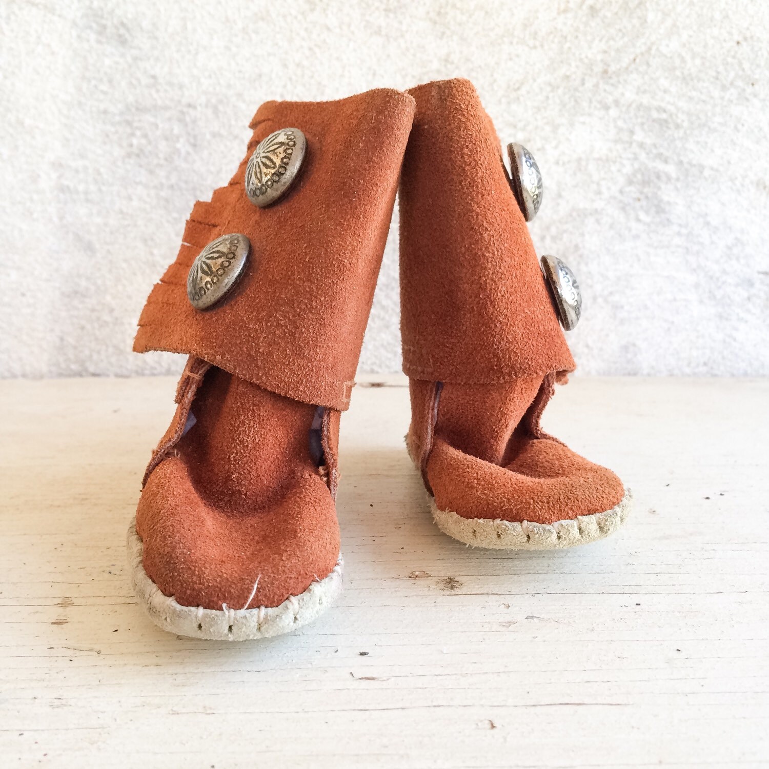Rare Vintage Authentic MINIATURE Leather Moccasin Boots with Conchos ...