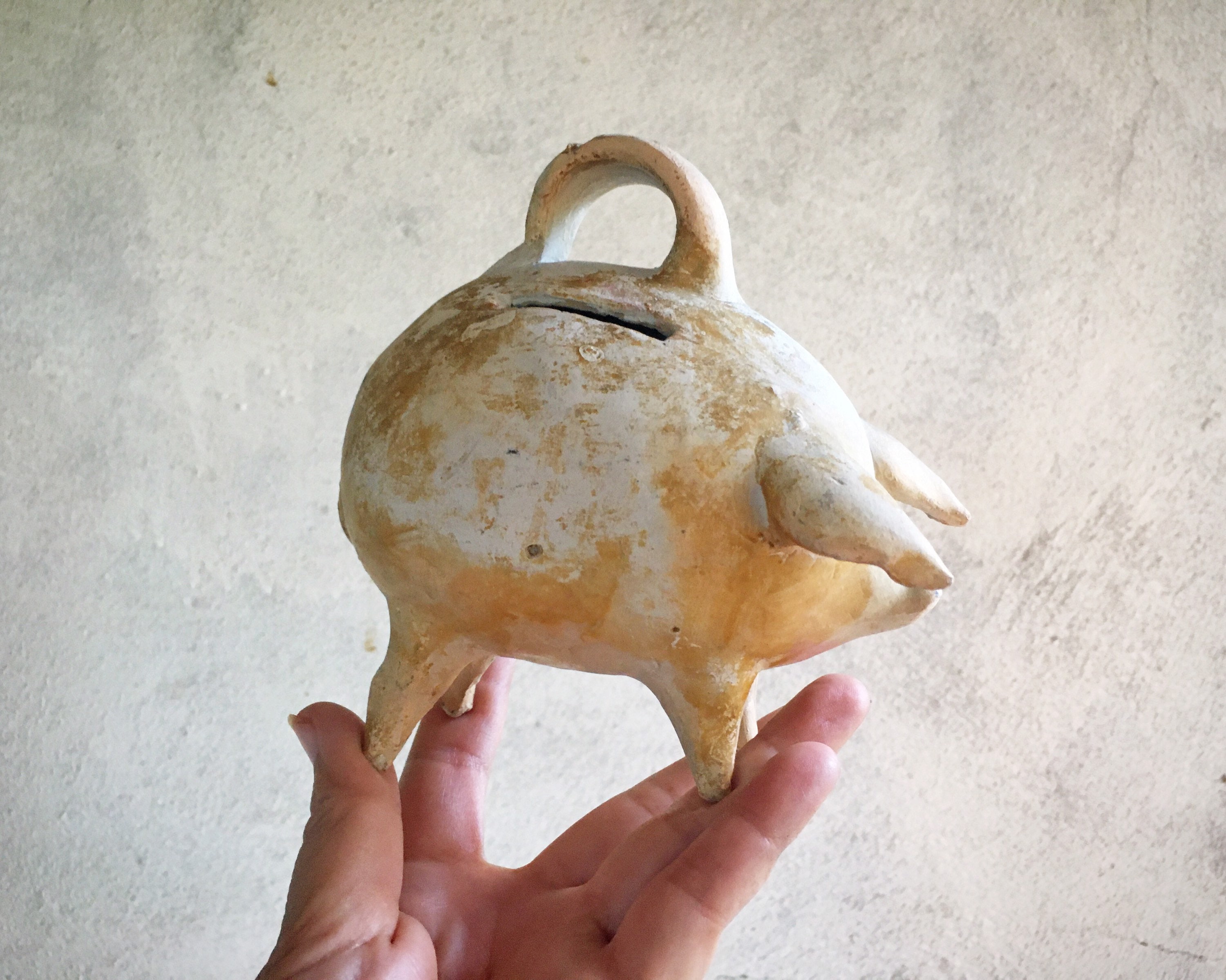 Vintage Mexican Pottery Piggy Bank, Clay Pig Breakable Coin Bank ...