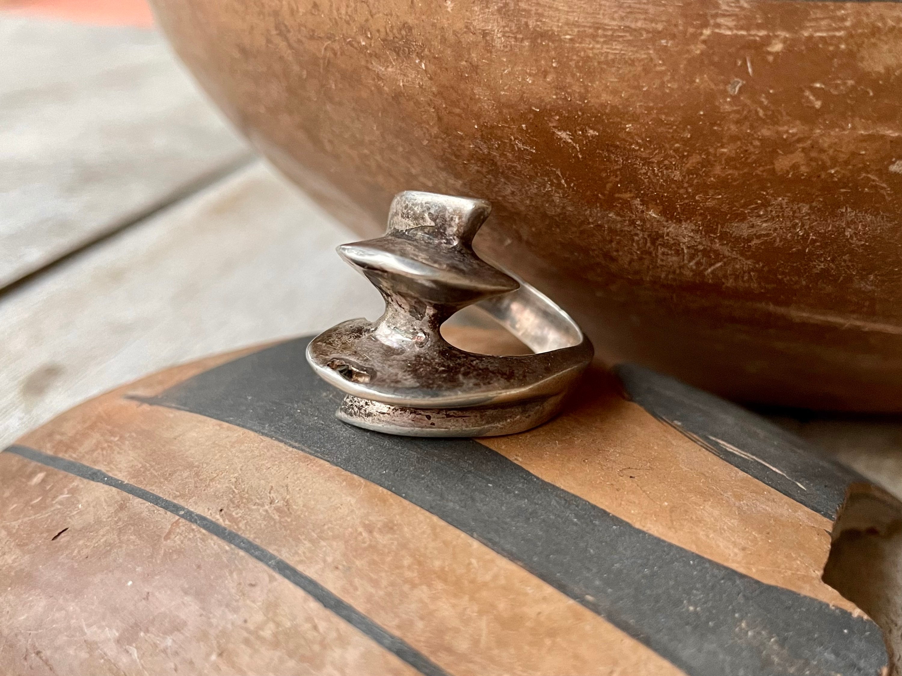 Vintage Taxco 925 Sterling Silver Twist Ring Size 8, Sculptural Mexican ...