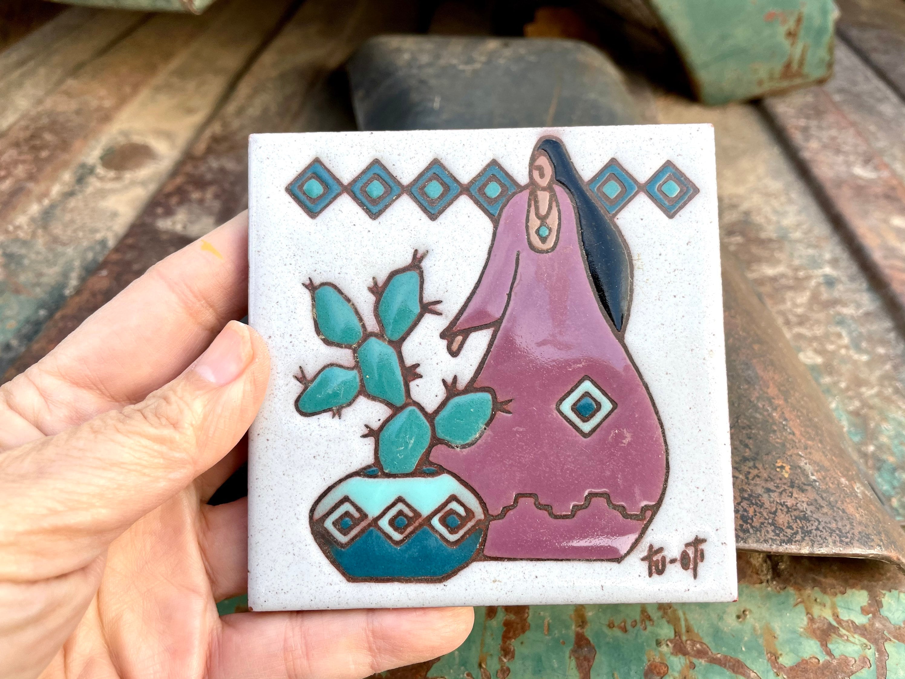 Pair of 4x4 Southwestern Ceramic Tile Trivets, Southwestern Decor, Art ...