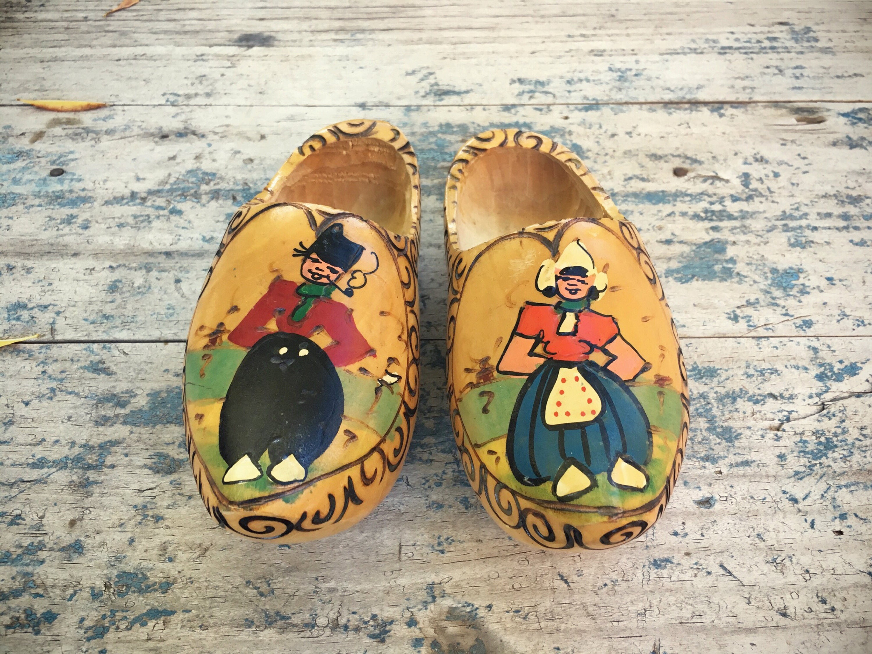 Pair of Small Vintage Wooden Clogs to Hang on Wall Holland Souvenir ...