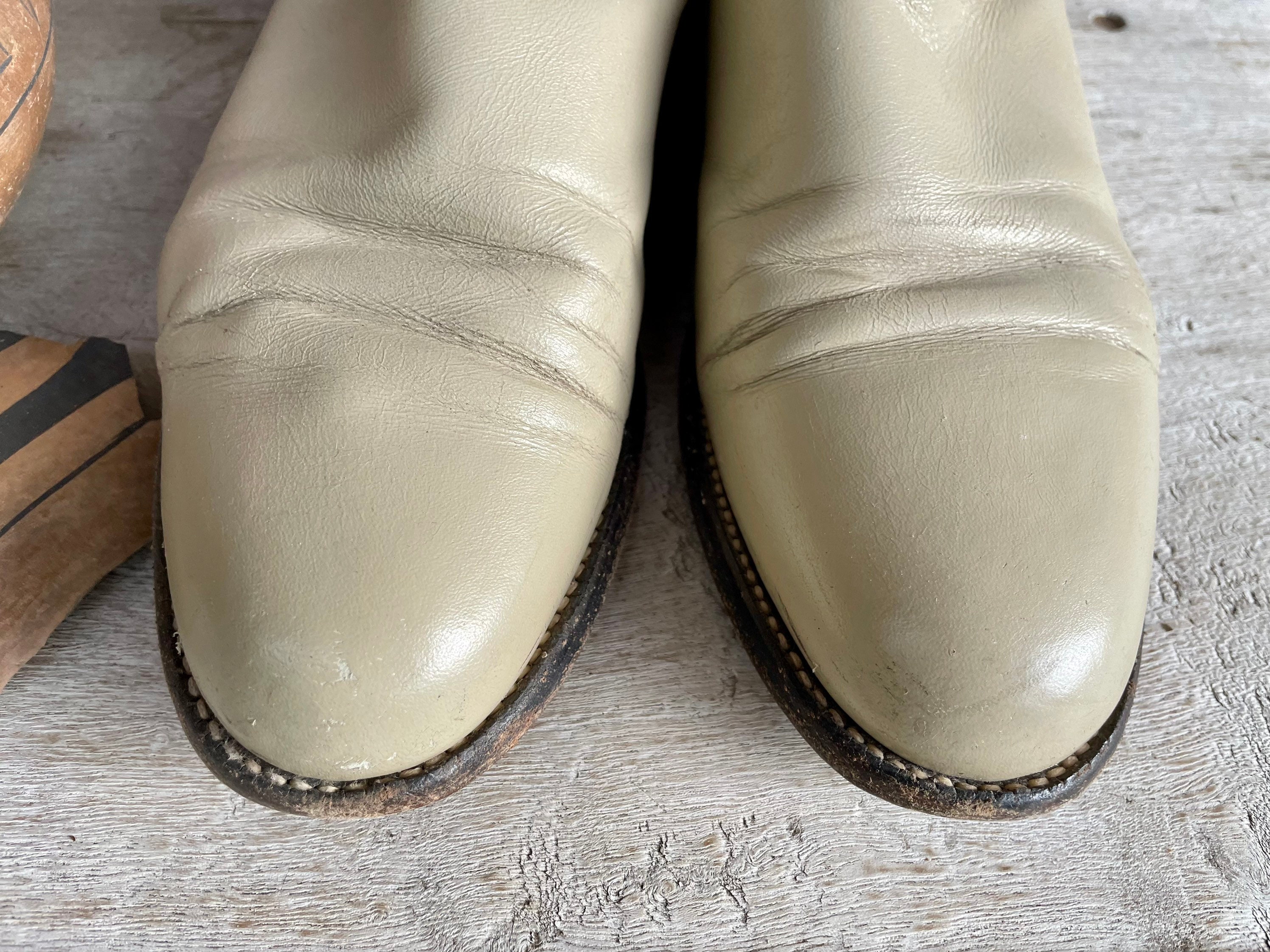 Vintage Justin Roper Cowboy Boots Women's Size 8 B Beige Taupe Tan ...