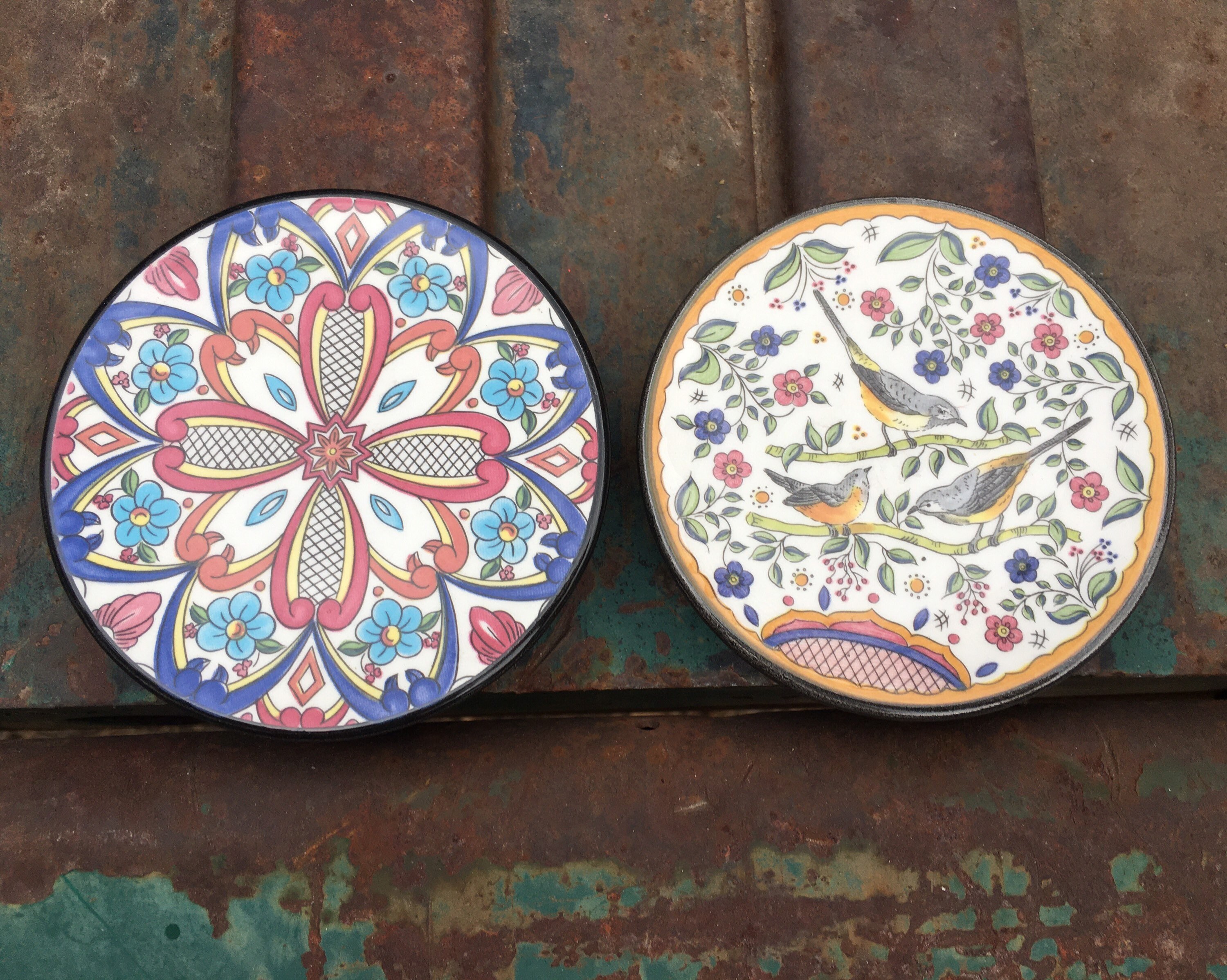 Two Handmade Spanish Miniature Wall Plates by Ceraplate, Blue and White ...