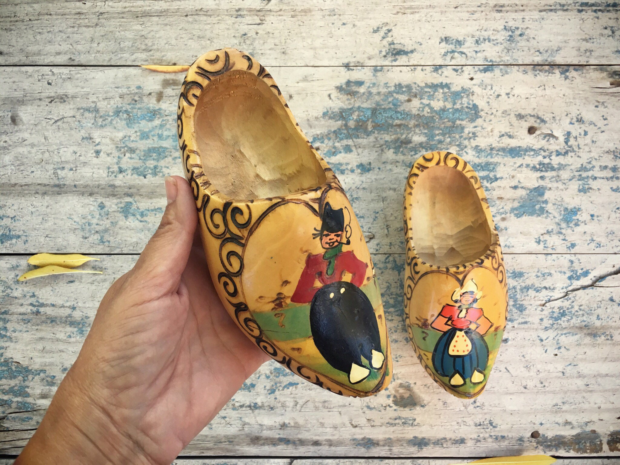 Pair of Small Vintage Wooden Clogs to Hang on Wall Holland Souvenir ...