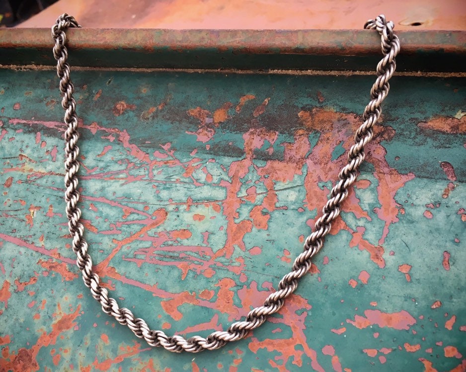 Vintage 16.5 Heavy Sterling Silver Rope Chain Necklace for Men or Women ...