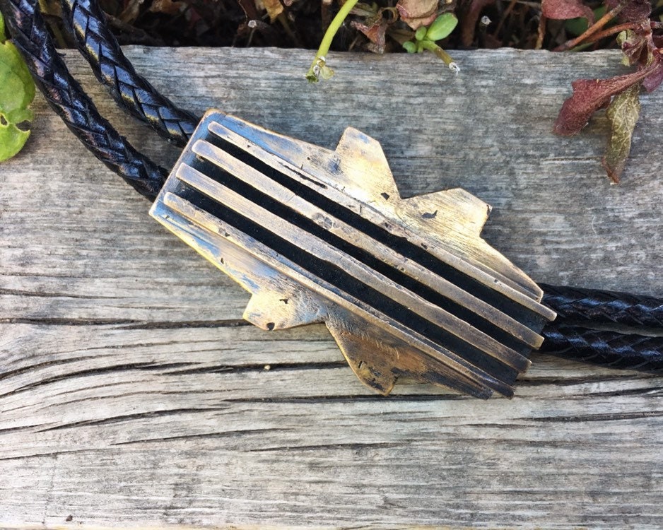 1970s Bolo Tie for Men Brutalist Sculptural Copper Mixed Metal Necktie ...