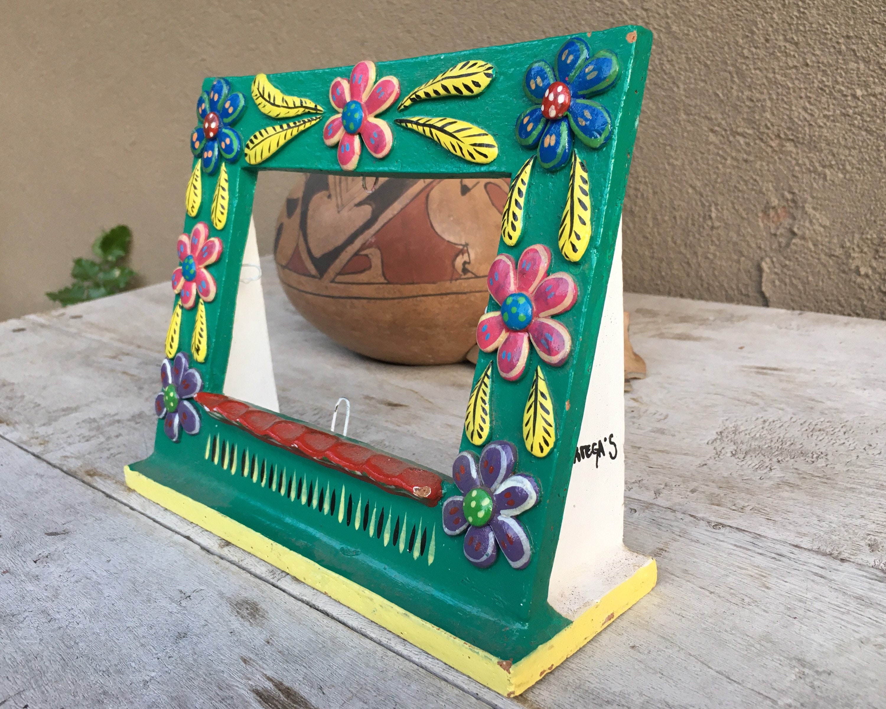 Colorful Mexican Folk Art Pottery Picture Frame by Gerardo Ortega ...