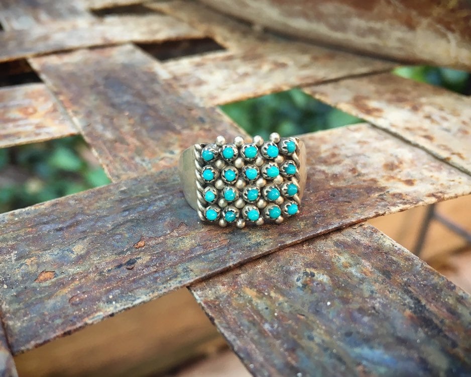Size 7.75 Vintage Turquoise Ring for Women Signed Zuni Snake Eye ...