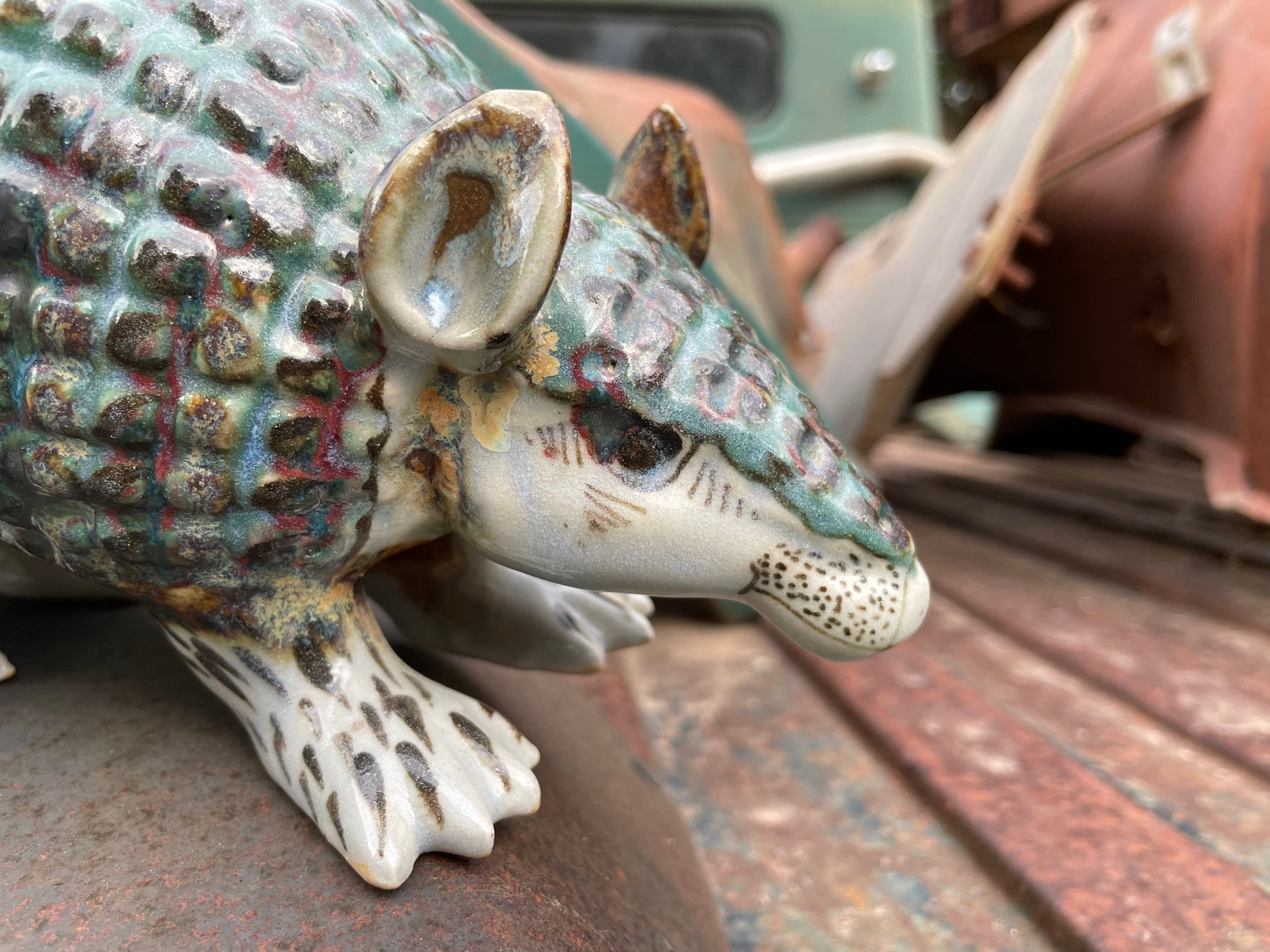 Vintage Ken Edwards Pottery Armadillo Statue, Over 12 Long, Folk Art ...