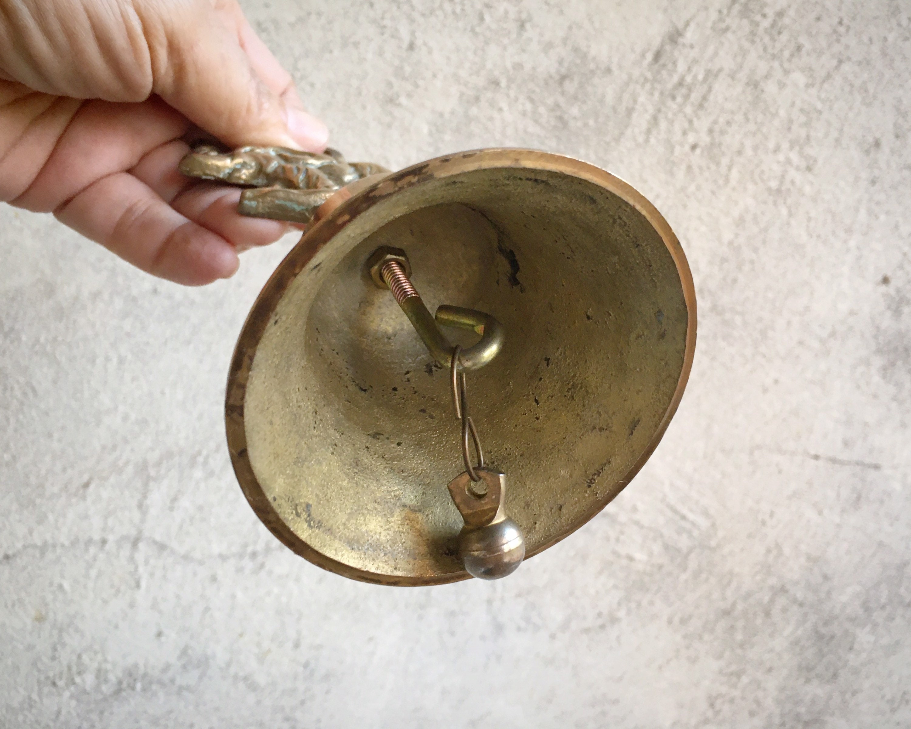 Vintage Brass Bell with Elephant Figural Handle, Bohemian Home Decor ...