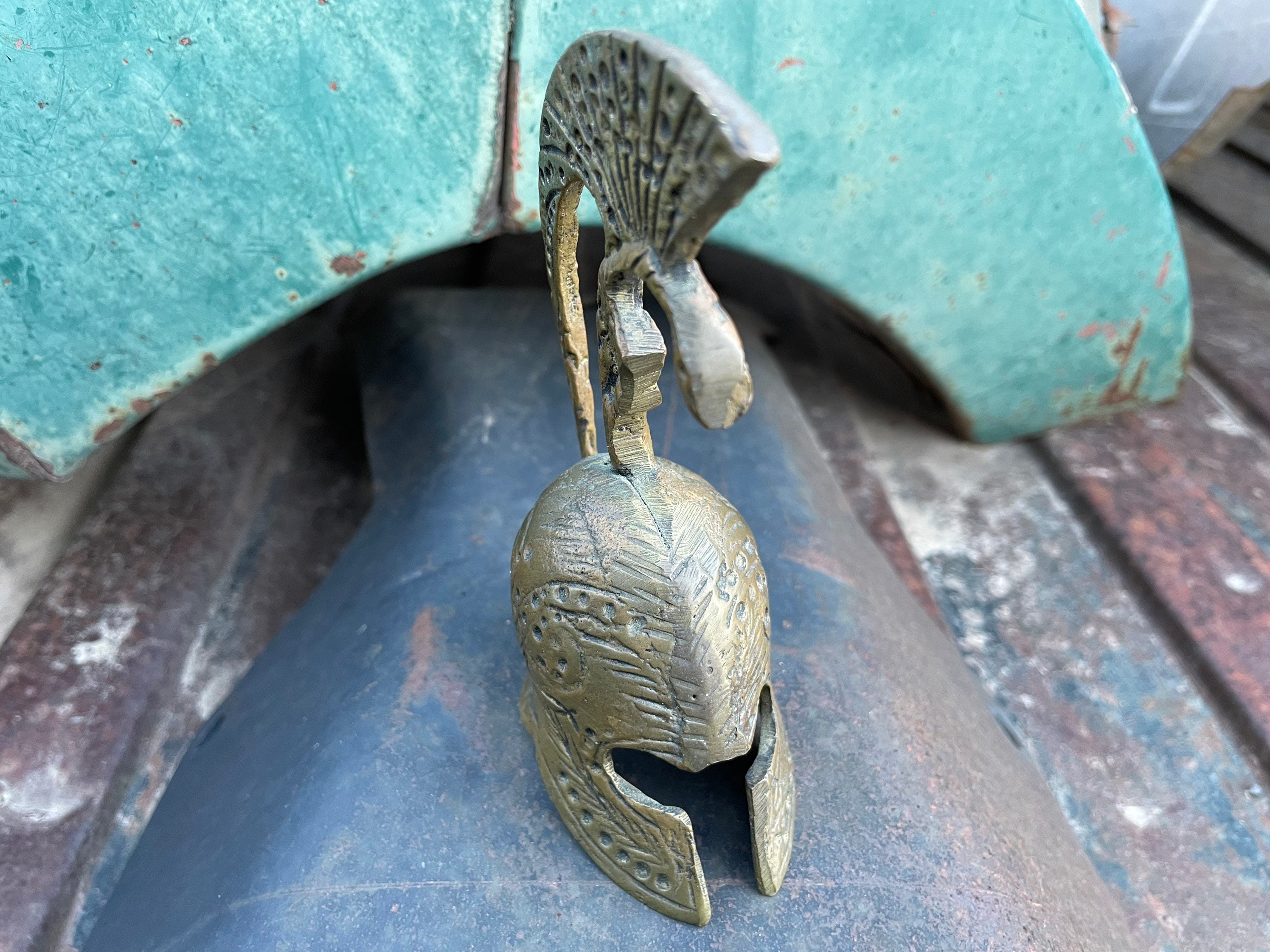 Vintage Brass Bell Shaped Like Gladiator Helmet, Roman Greco Bohemian ...