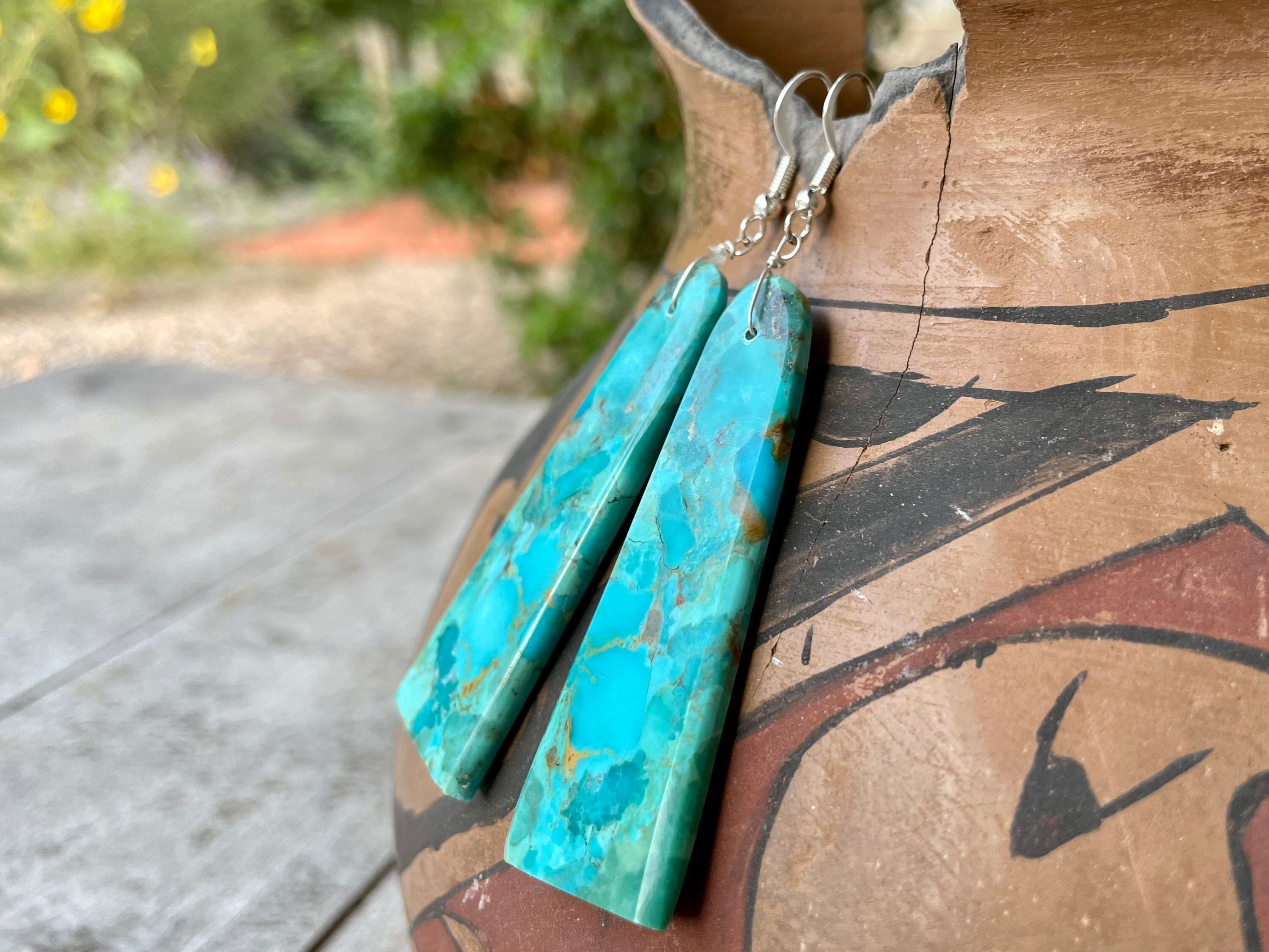 Composite Turquoise Slab Earrings Santo Domingo Kewa Pueblo, Native ...