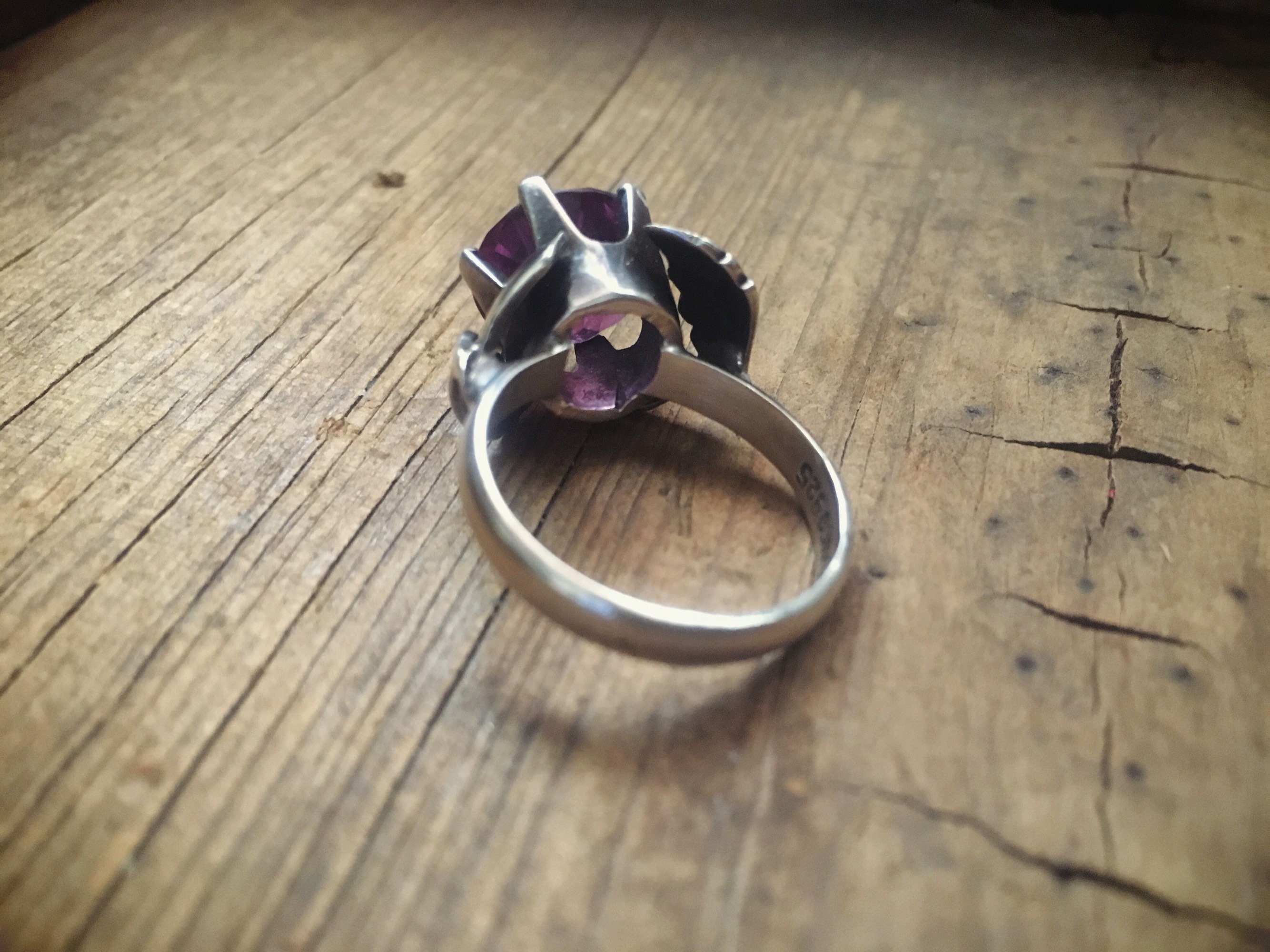 Vintage Mexican Silver Ring Amethyst or Manmade Alexandrite Gemstone ...