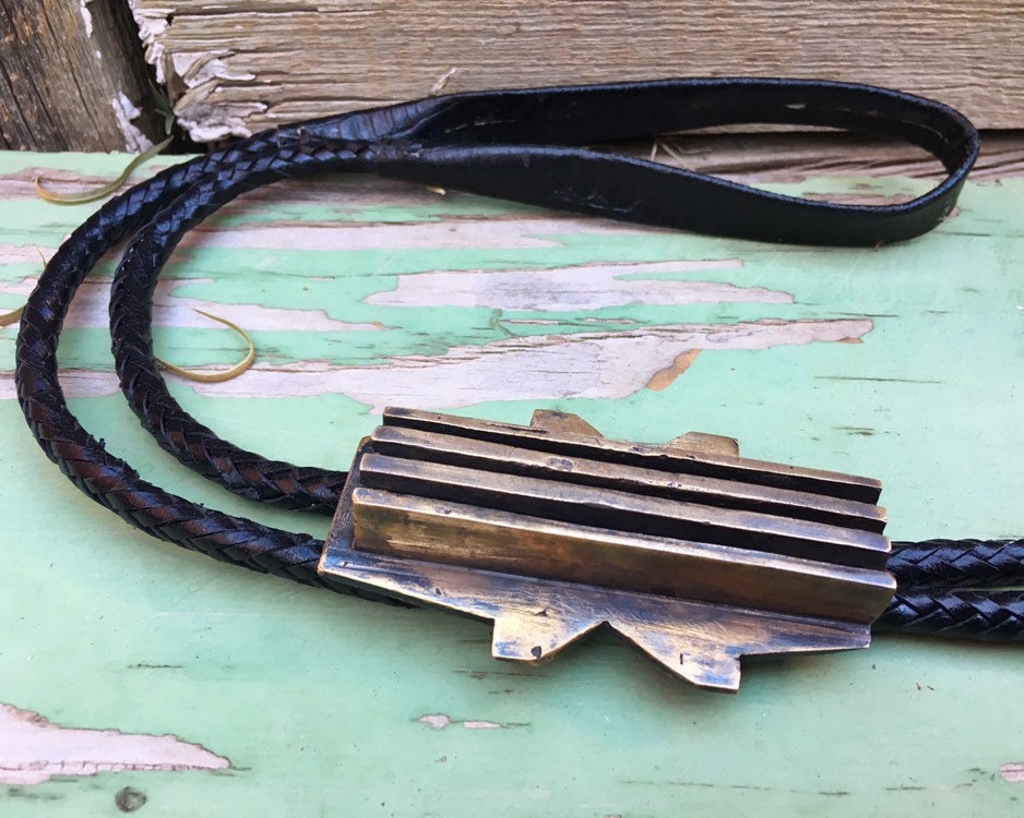 1970s Bolo Tie for Men Brutalist Sculptural Copper Mixed Metal Necktie ...